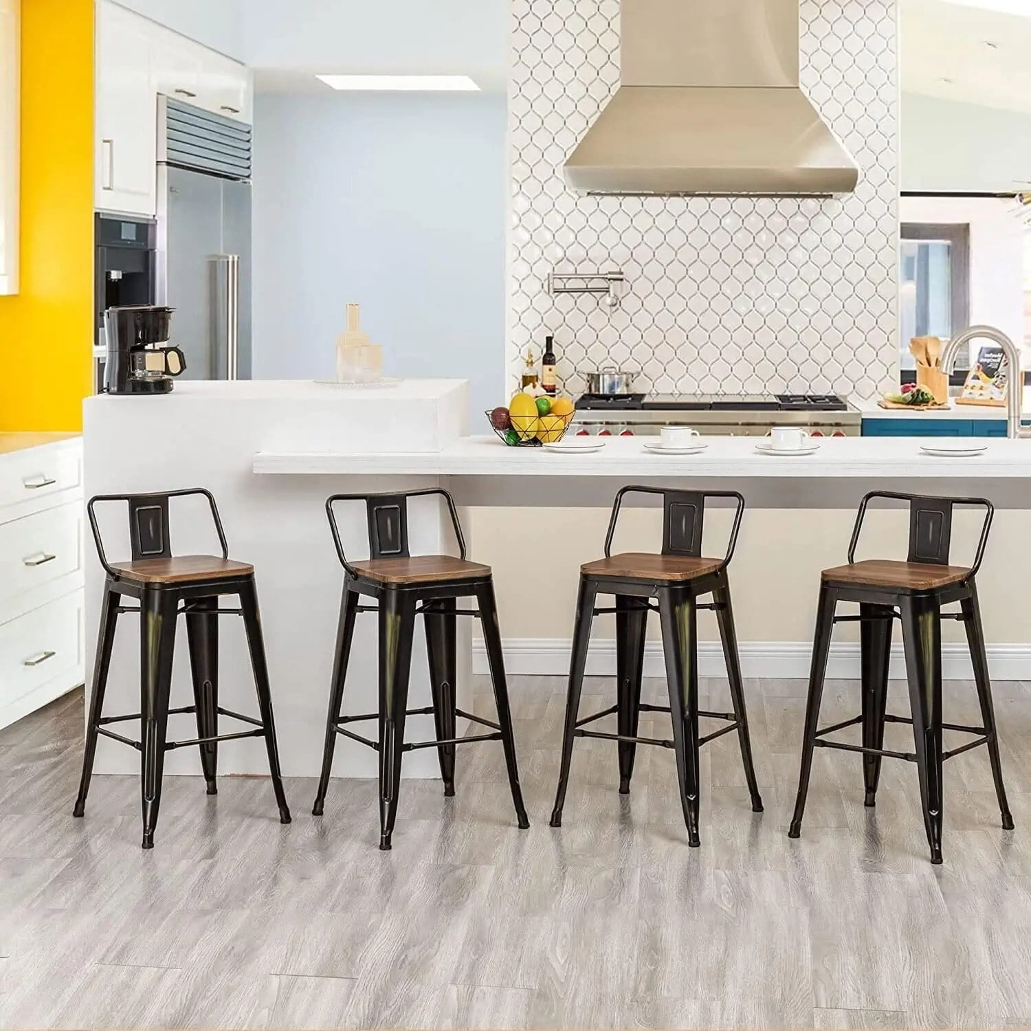 Andeworld black counter stools ,bar stools with backs 24 26 inch 26in ...