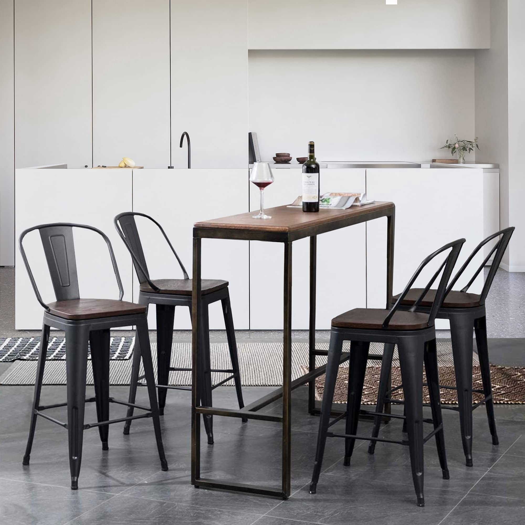 Andeworld farmhouse bar stools ,counter height bar stools set of 4 ...