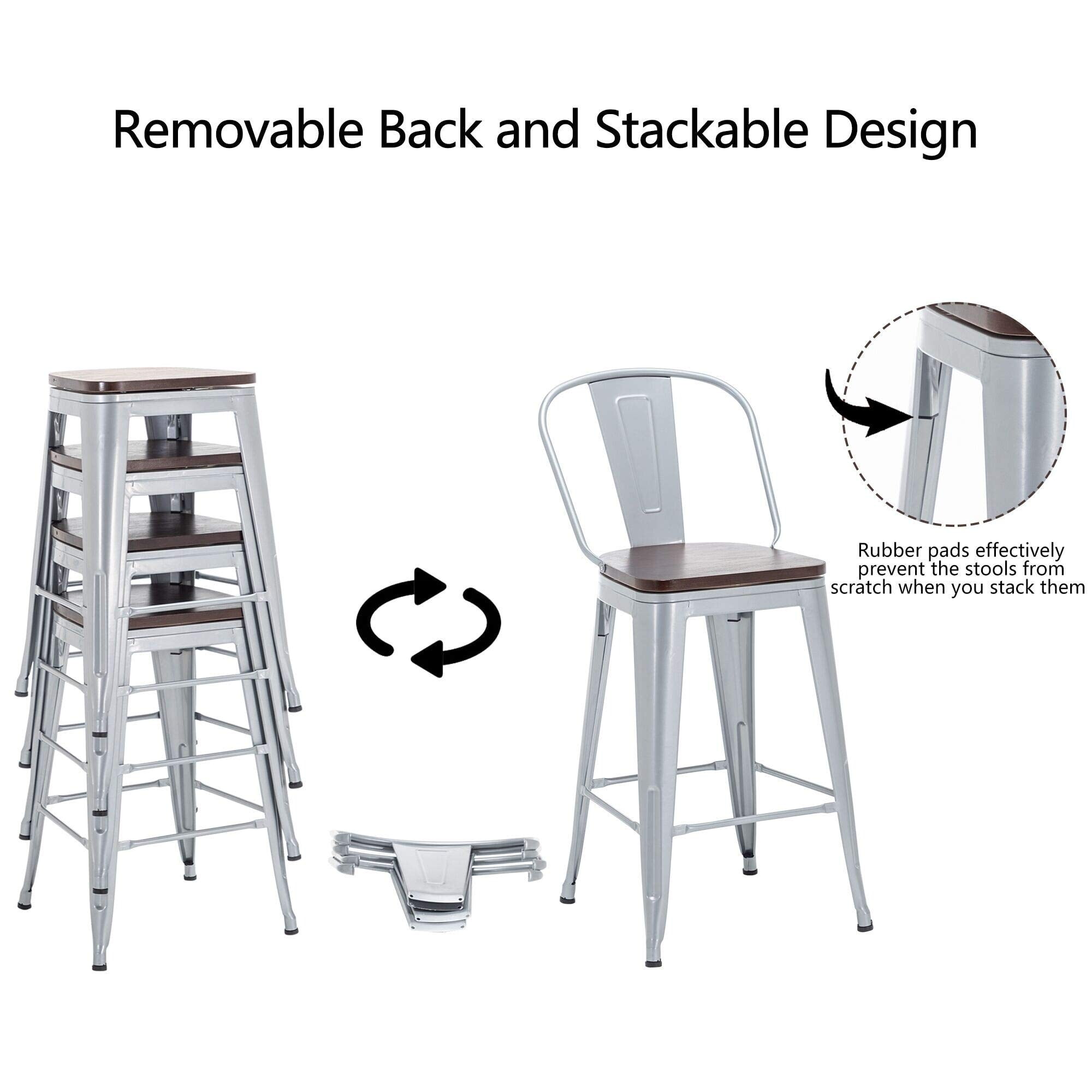 Andeworld farmhouse bar stools ,counter height bar stools set of 4 ...