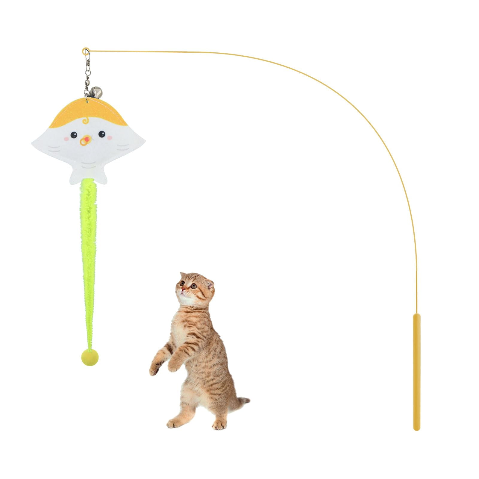 Andiker Cat Wand Toy, 35 in Long Flexible Stick with Cute Fish Shape ...
