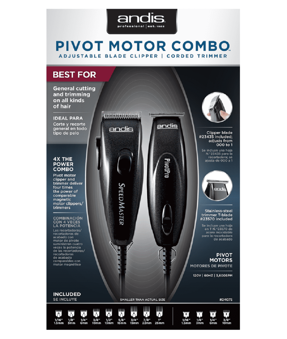 Andis, Pivot Motor Clipper Trimmer Combo, Model 24075, Black - Walmart.com