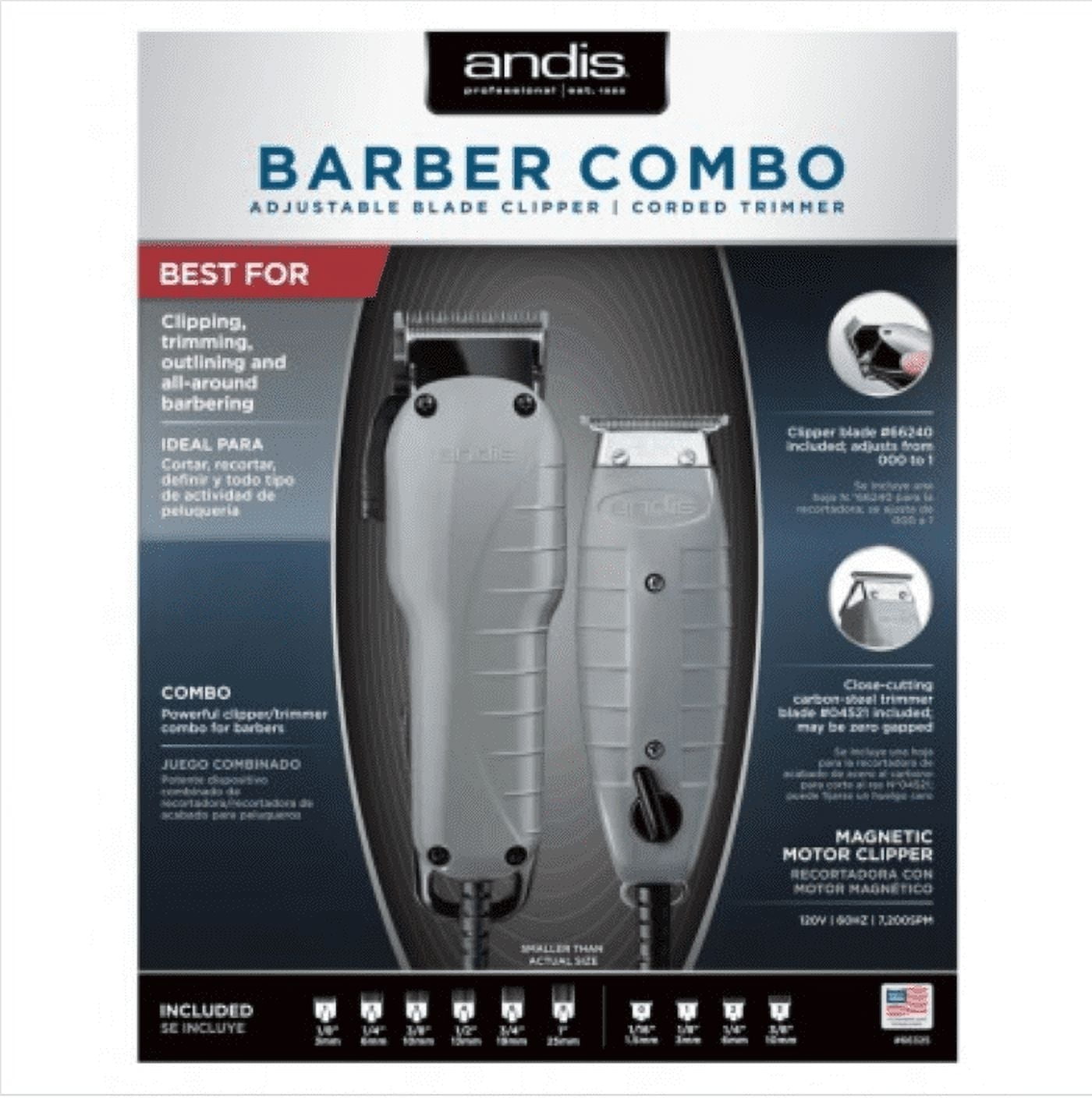 Andis Barber Combo Hair Trimmers, White Clipper - Walmart.com
