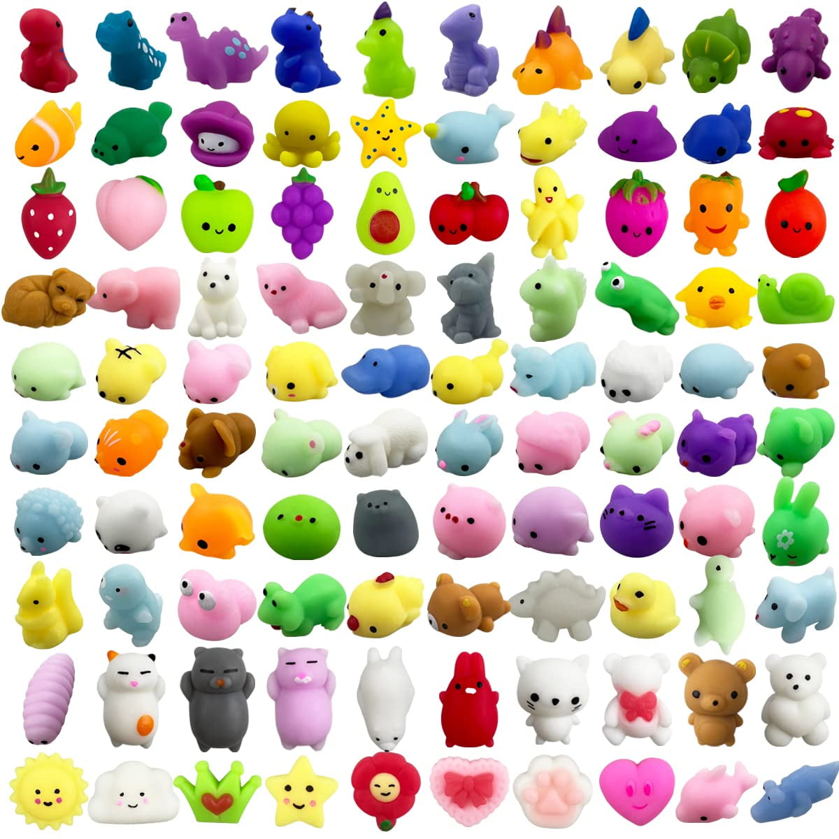 Anditoy 100 PCS Mochi Squishy Toys Kawaii Squishies Stress Relief Toys ...