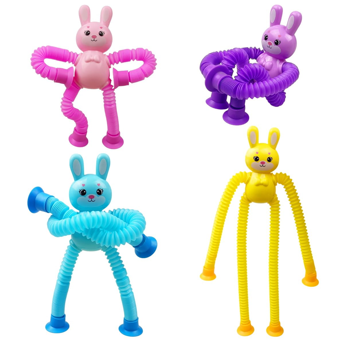 Anditoy 4 Pack Easter DHF10 Bunny Suction Cup Pop Tubes Toys Sensory ...