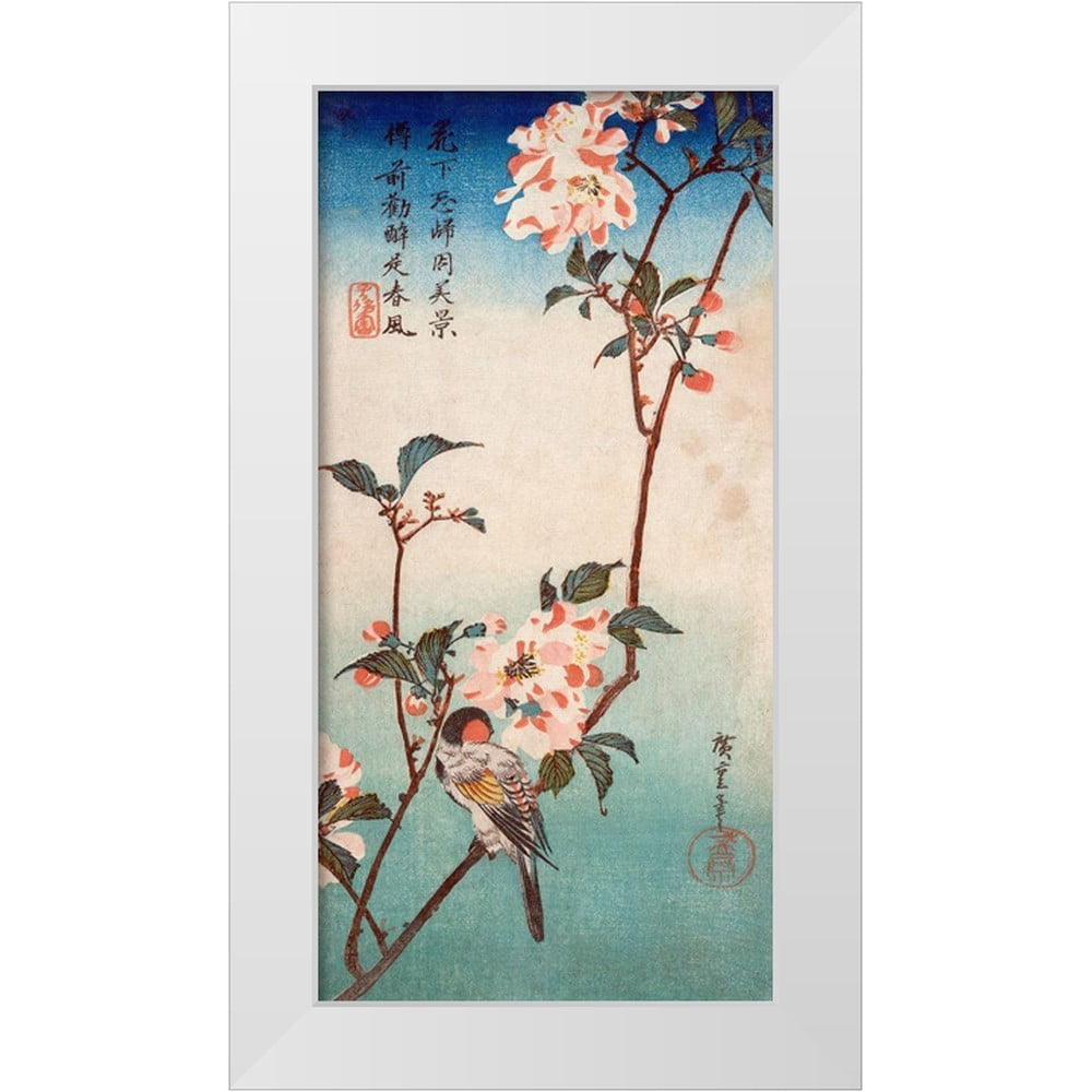 Ando, Hiroshige 11x18 White Modern Wood Framed Museum Art Print Titled - Kaido ni shokin ...