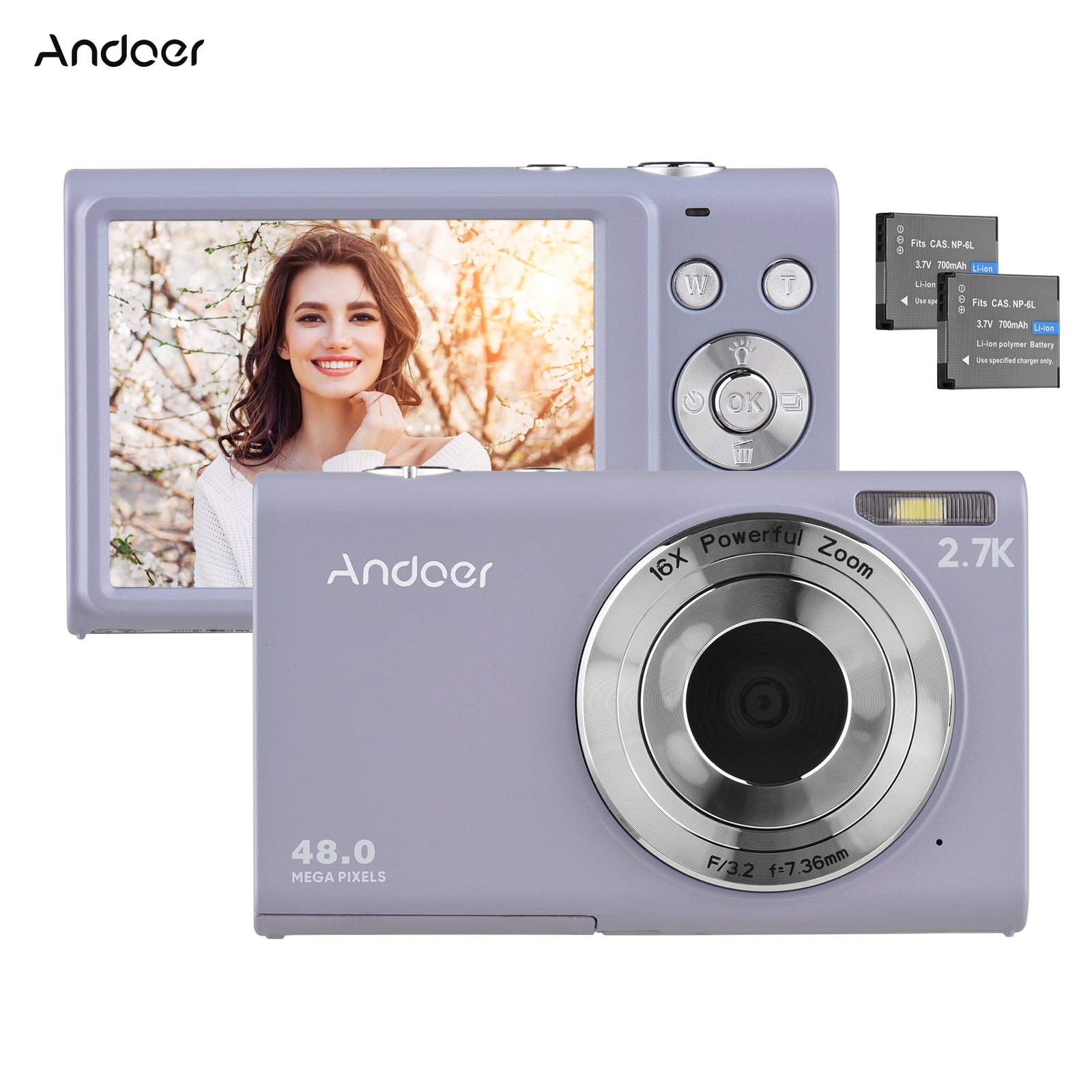Andoer 2.7K Digital Camera Compact Video Camcorder 48MP, 16X Zoom, IPS ...