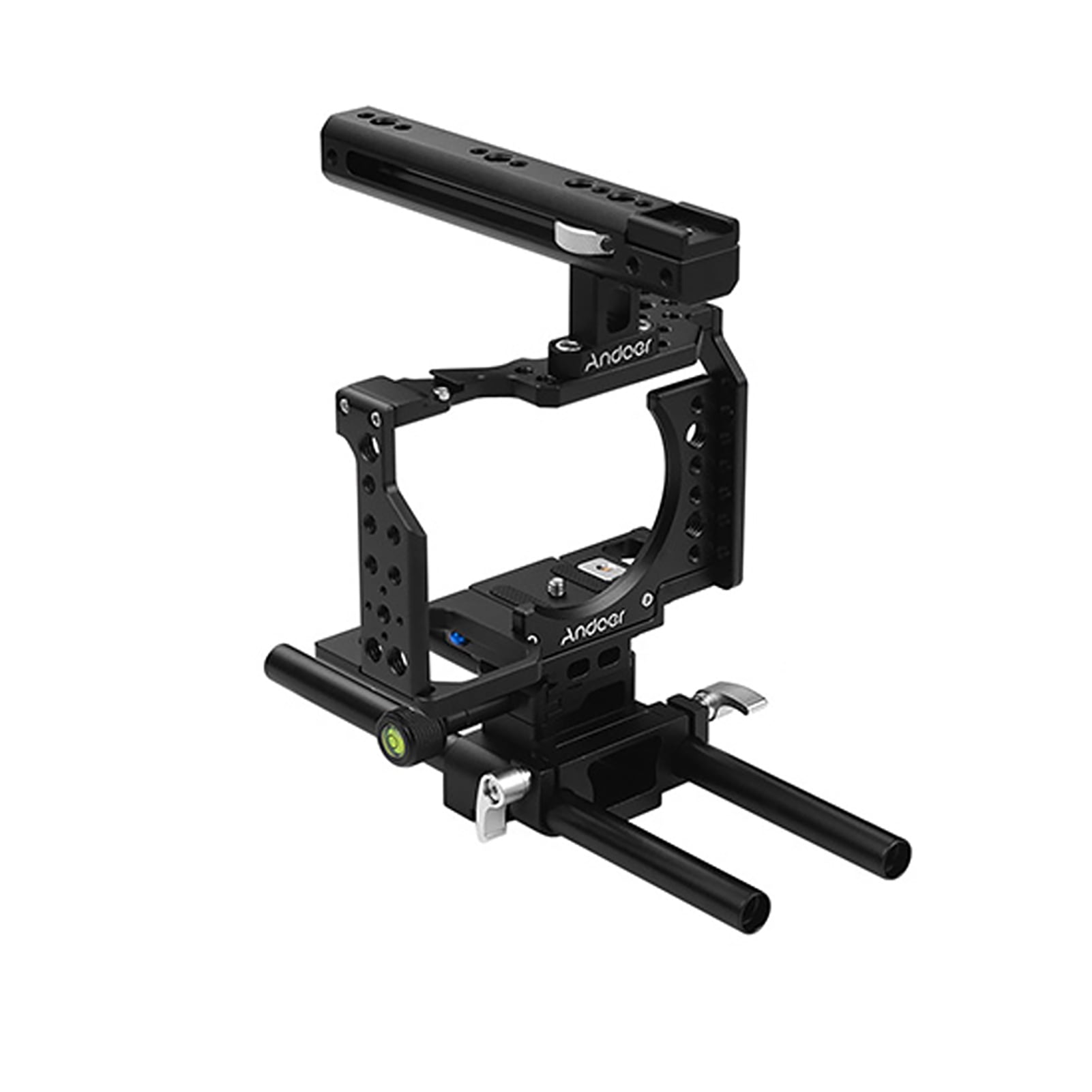 Andoer Camera Cage + Top Handle + 15mm Rod Baseplate Kit Video Film ...