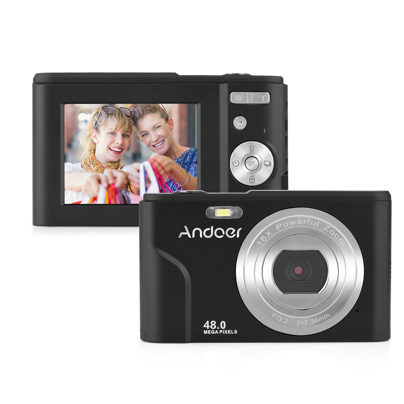 Andoer Digital Camera 48MP 1080P 16X Zoom IPS Screen Built-in Battery ...