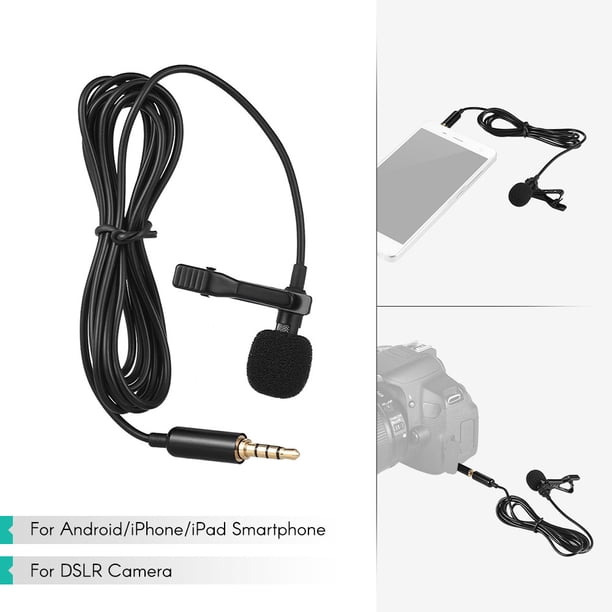 Andoer Microphone,Dslr Camera Lavalier Condenser Mic Ey-510a Portable ...