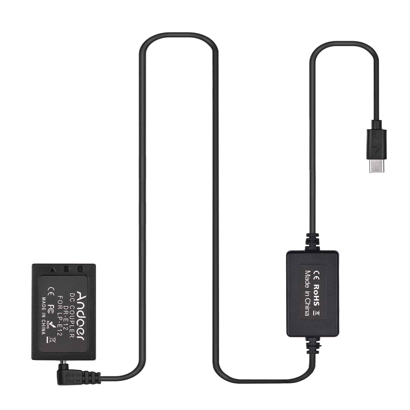 Andoer PD USB Type-C Cable to DR-E12 Dummy Battery DC Coupler LP-E12 ...