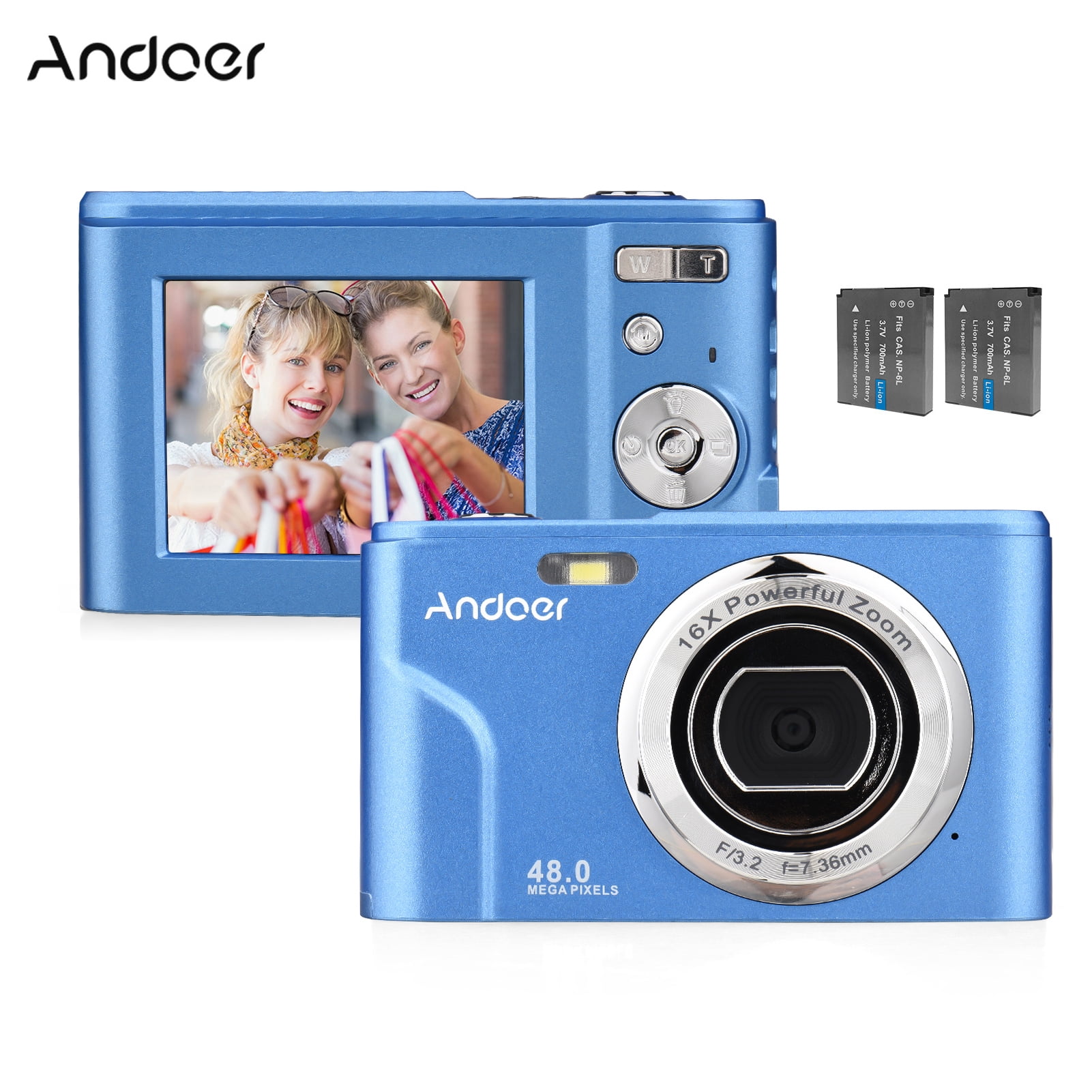 Andoer Digital Camera 48MP 1080P, 2.4'' IPS, 16X Zoom, Auto Focus, Anti ...