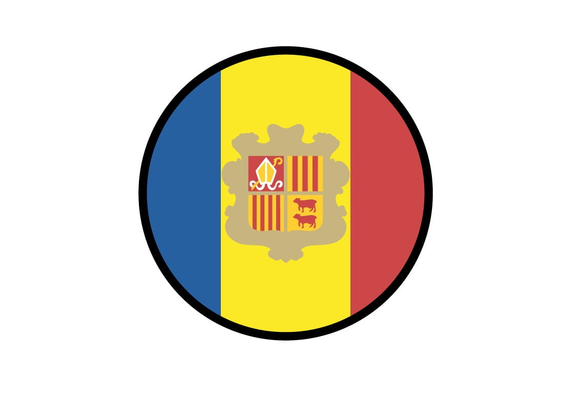 Andorra Flag Circle Sticker Decal 4 inches - 4 inch - Walmart.com