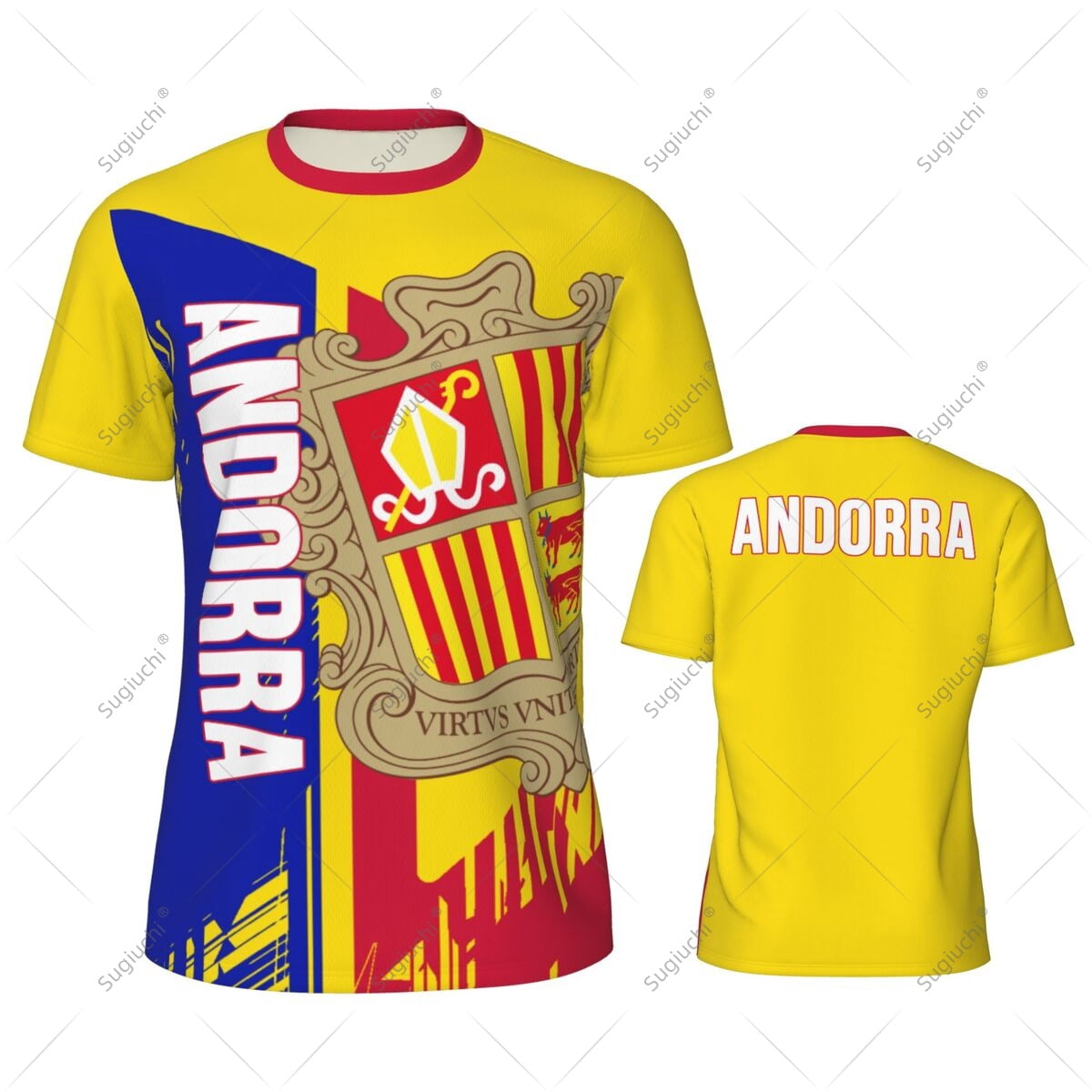 Andorra Flag Men Sports T-shirt Women Tees jersey for Soccer Football ...