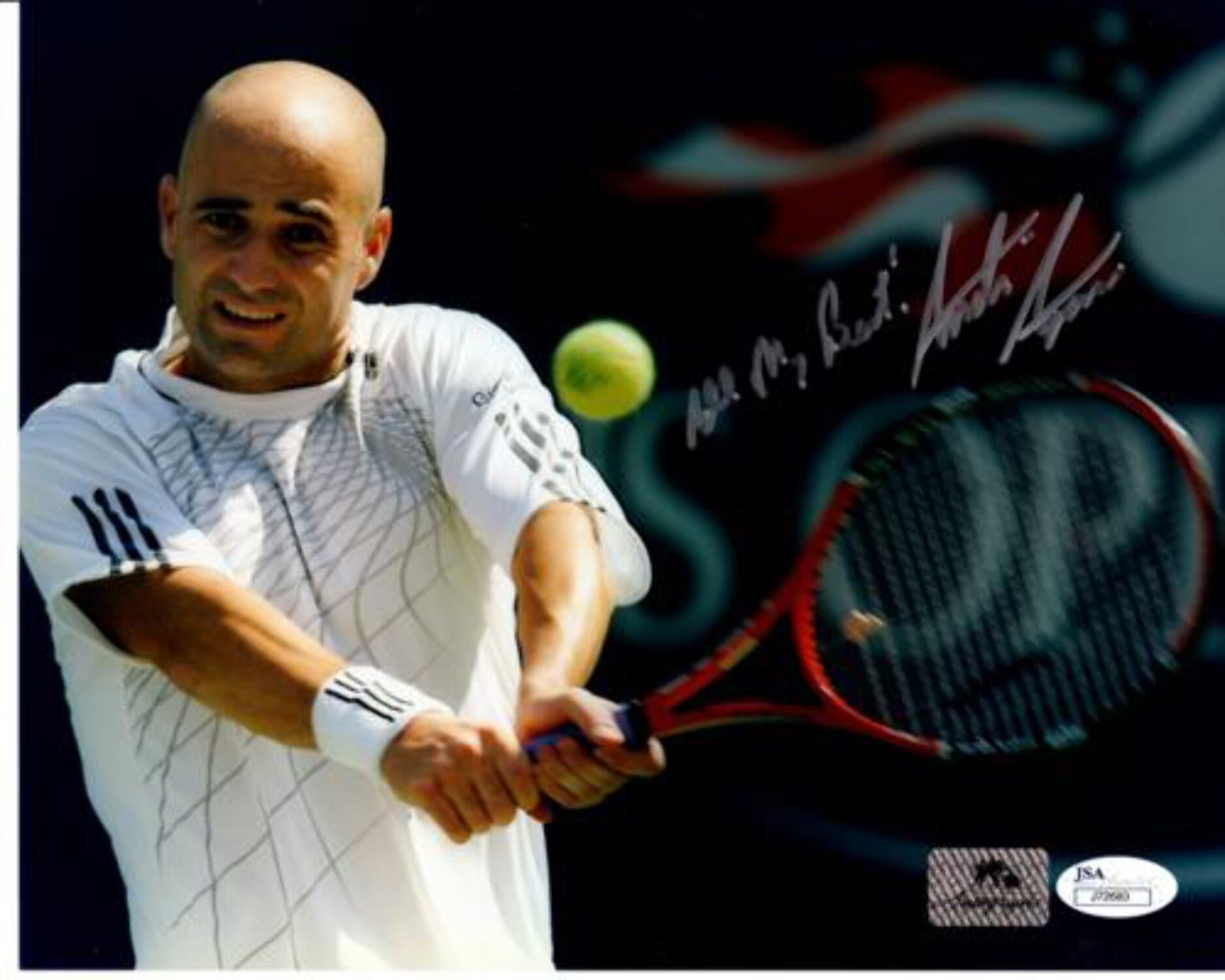 Andre Agassi Autographed Tennis (US Open Horiz) 8x10 Photo - JSA ...