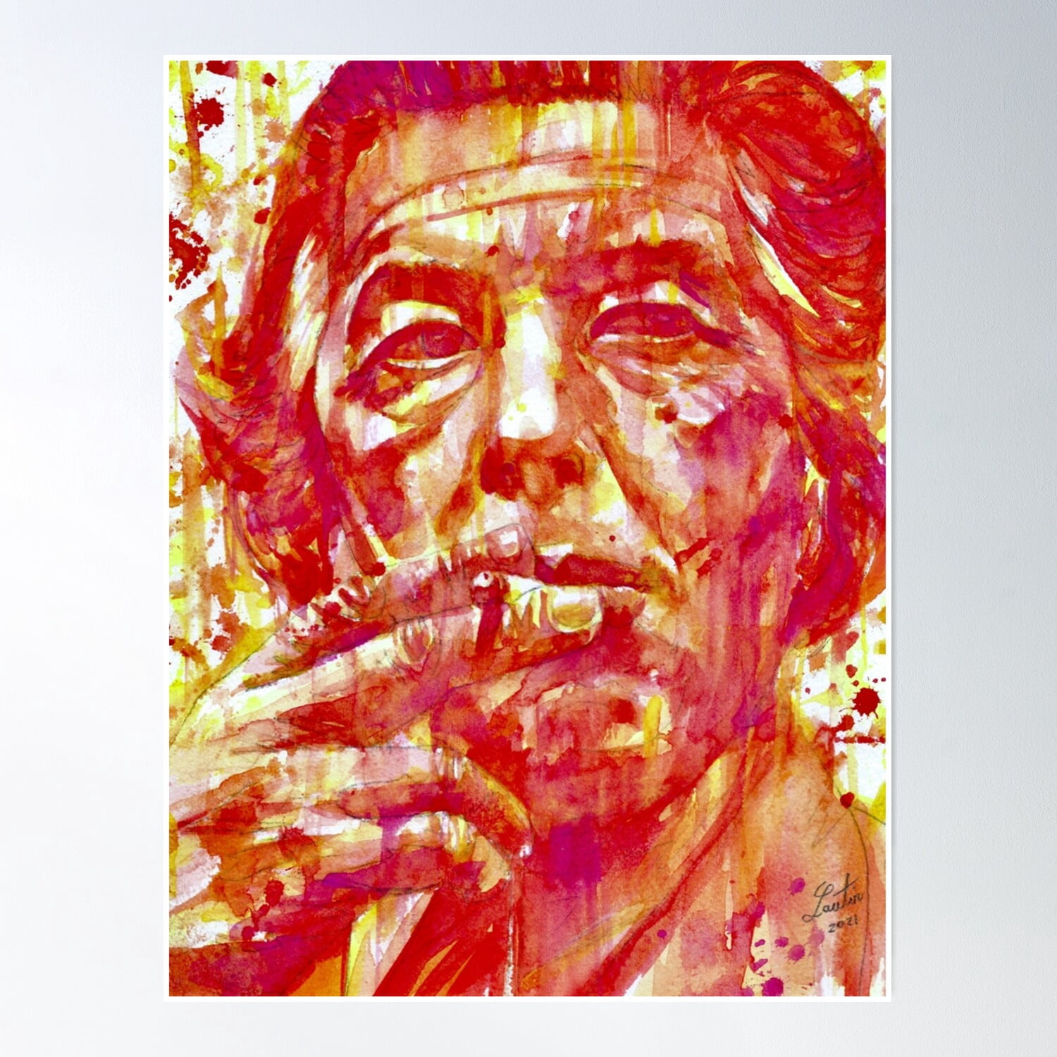 Andre Breton Watercolor Portrait .2 Poster Wall Art, Modern Wall Decor ...