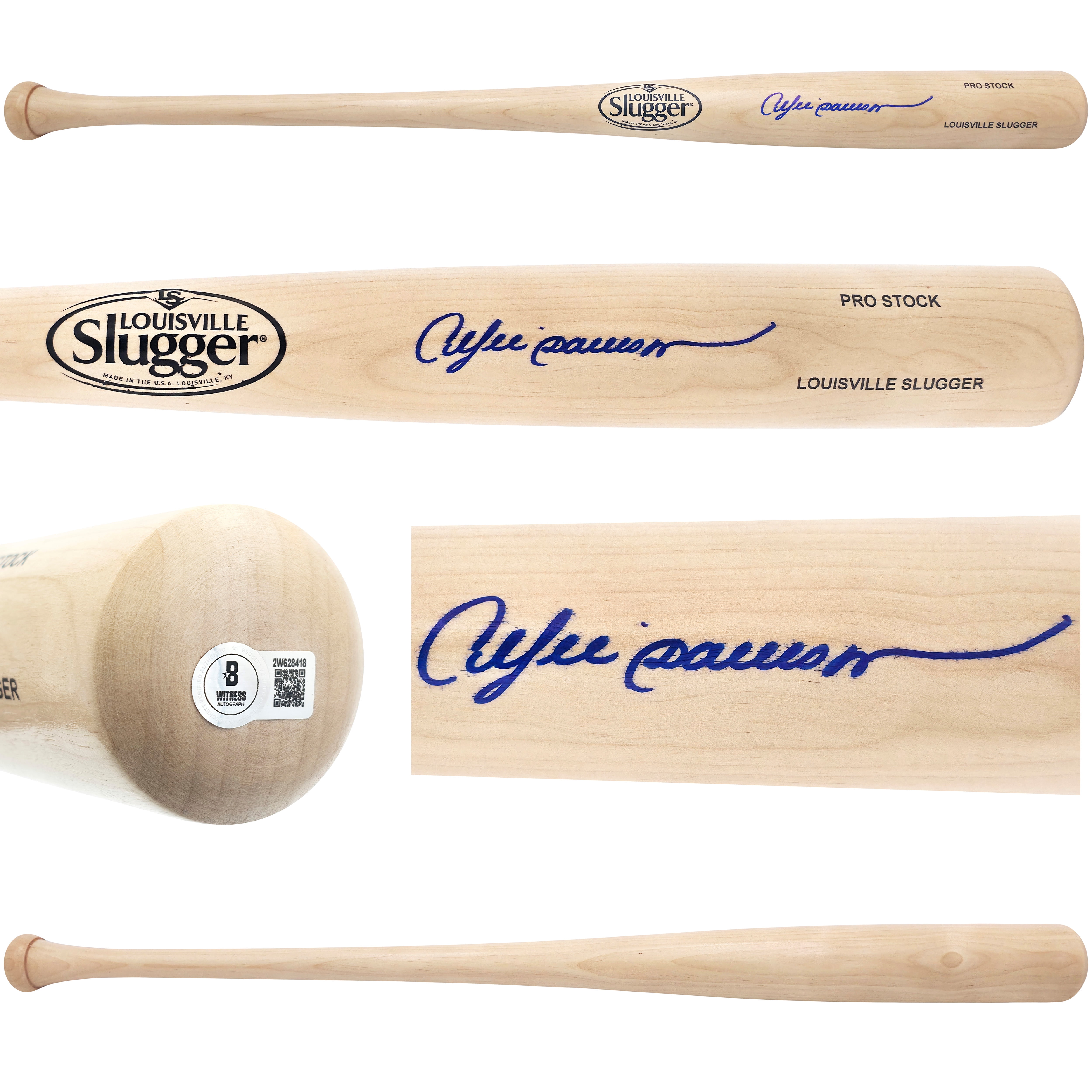 Andre Dawson Autographed Blonde Louisville Slugger Pro Stock Baseball ...