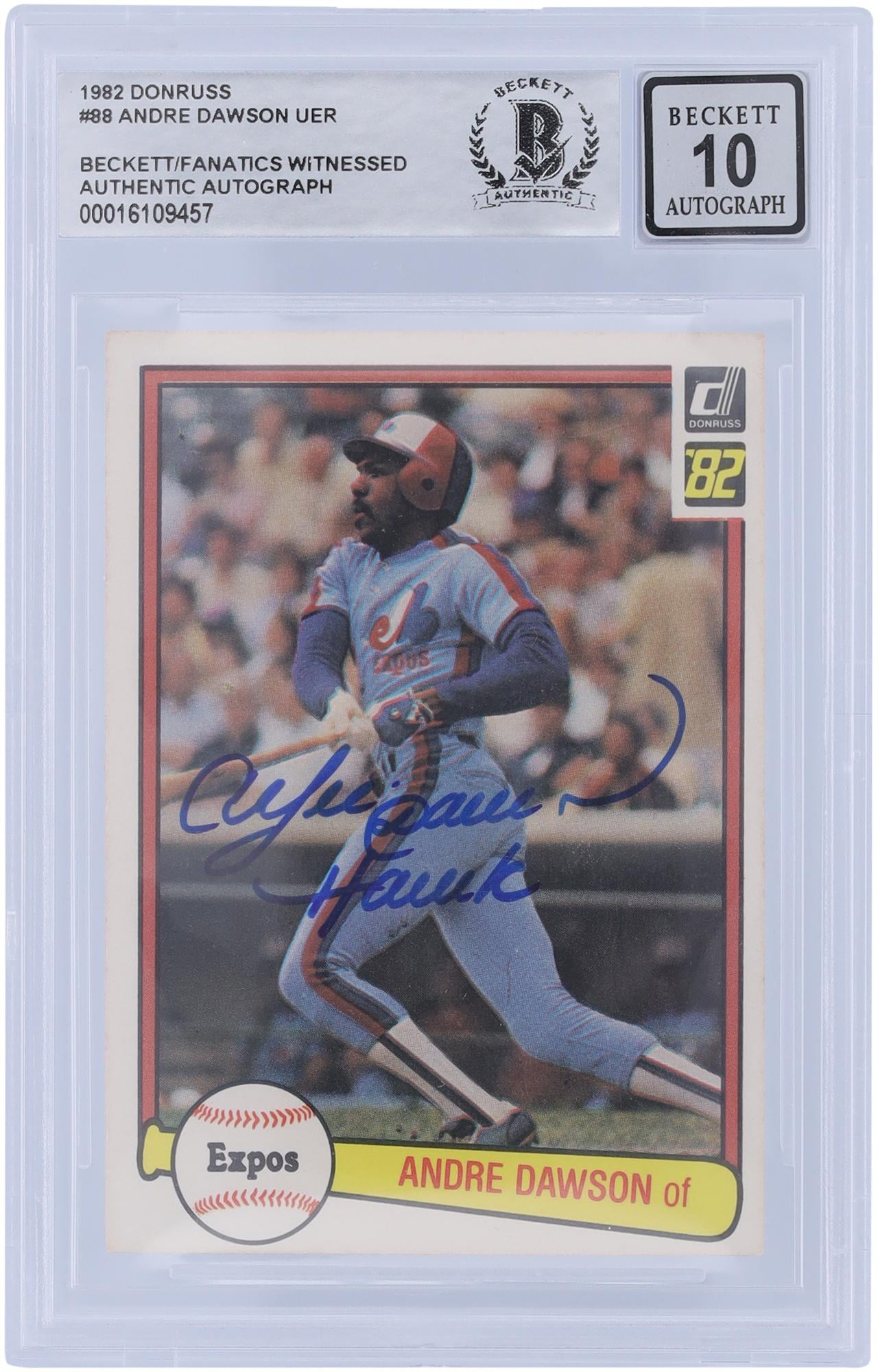 Andre Dawson Montreal Expos Autographed 1982 Donruss Series 1 #88 ...