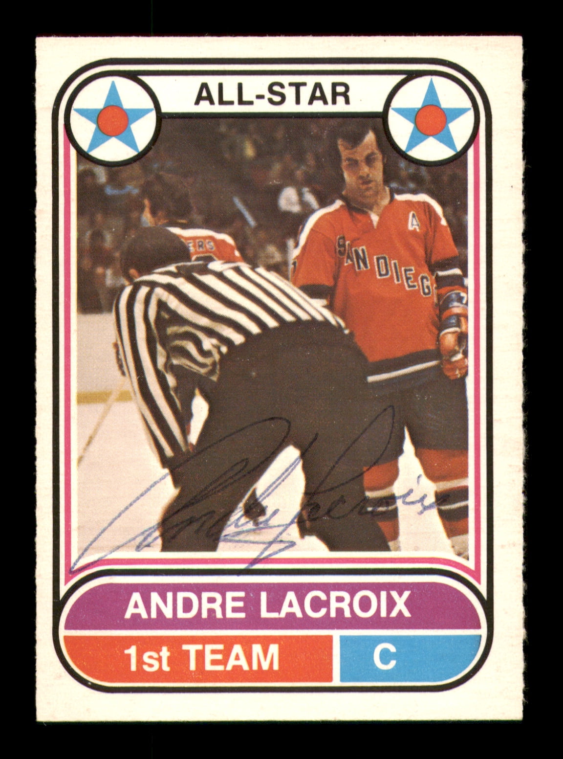 Andre Lacroix Autographed 1975-76 O-Pee-Chee WHA Card #64 San Diego ...