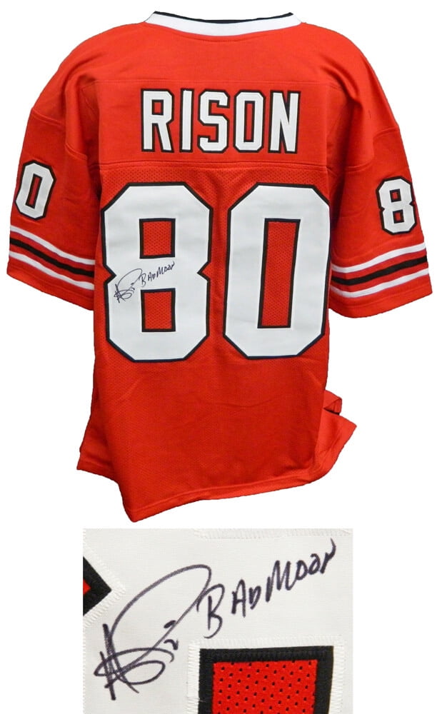 Andre Rison Signed Red Throwback Custom Football Jersey w/Bad Moon ...