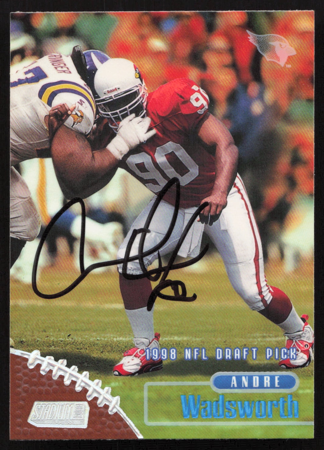 Andre Wadsworth Autographed 1998 Stadium Club Rookie Card #180 Arizona ...
