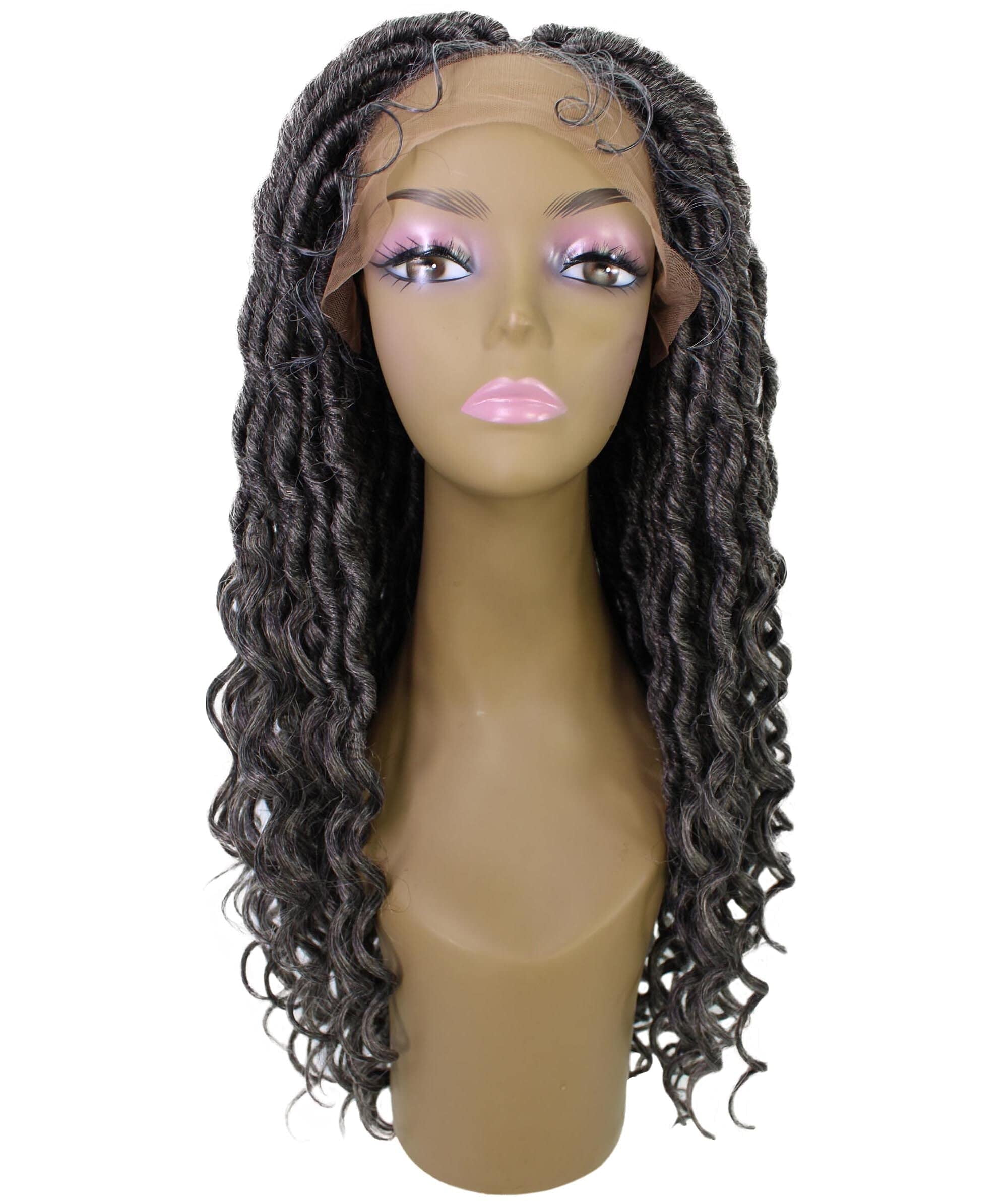Andrea 4x4 Curly Long 4X4 Hand Tied Lace Braid Wig, Beauty Heat ...