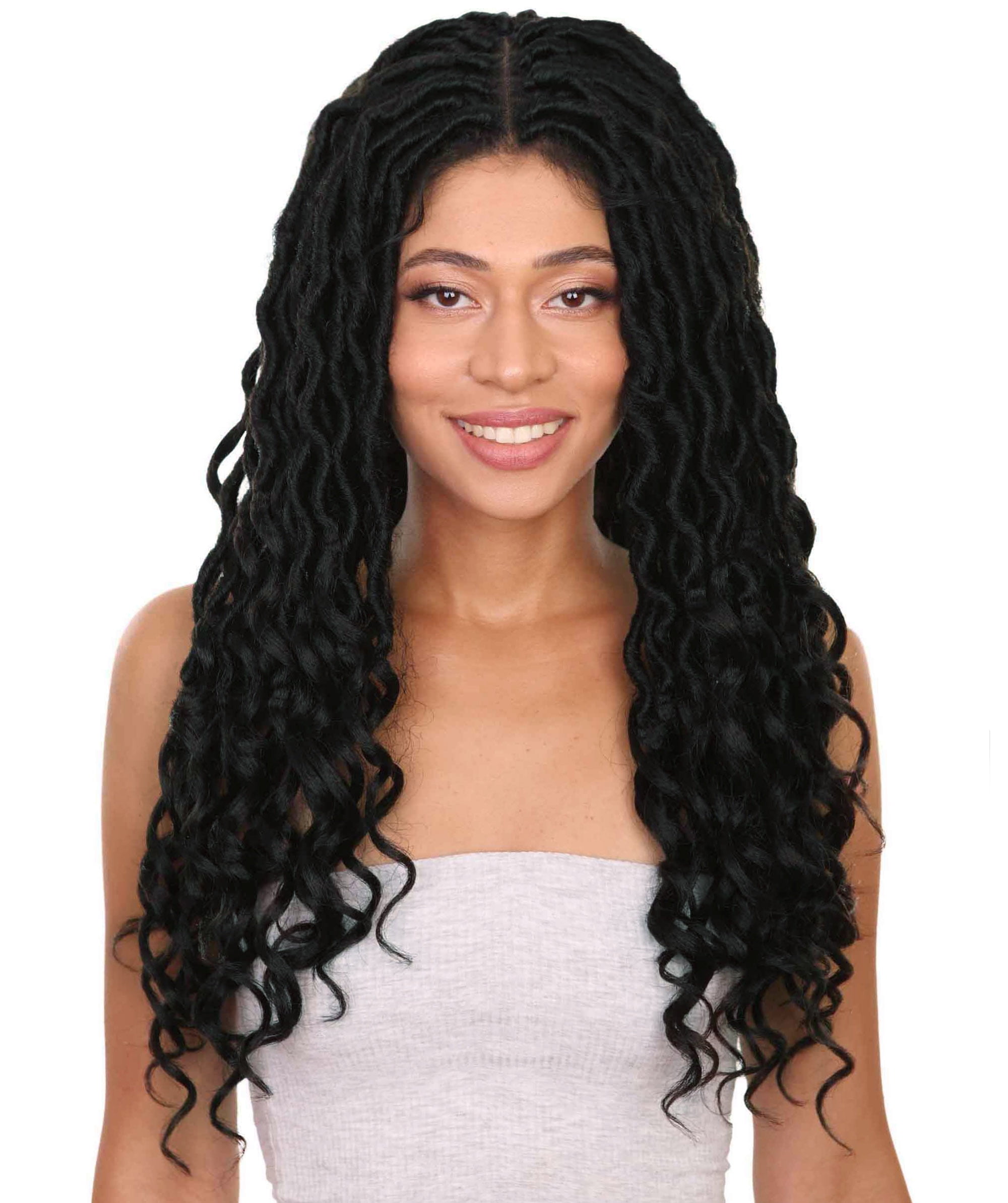 Andrea 4x4 Curly Long 4X4 Hand Tied Lace Braid Wig, Beauty Heat ...