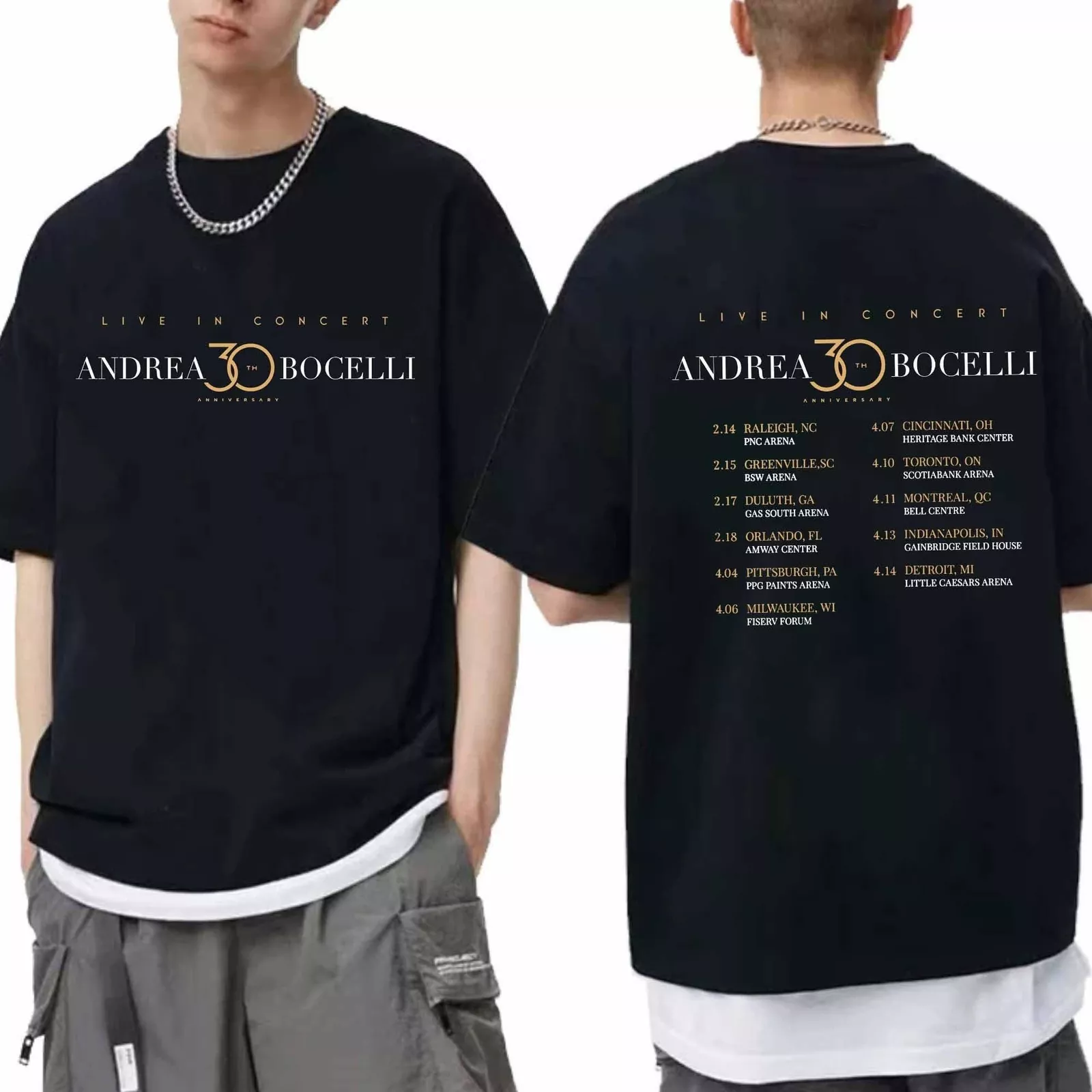 Andrea Bocelli 2024 Tour 2 Side Shirt Andrea Bocelli 30th Anniversary