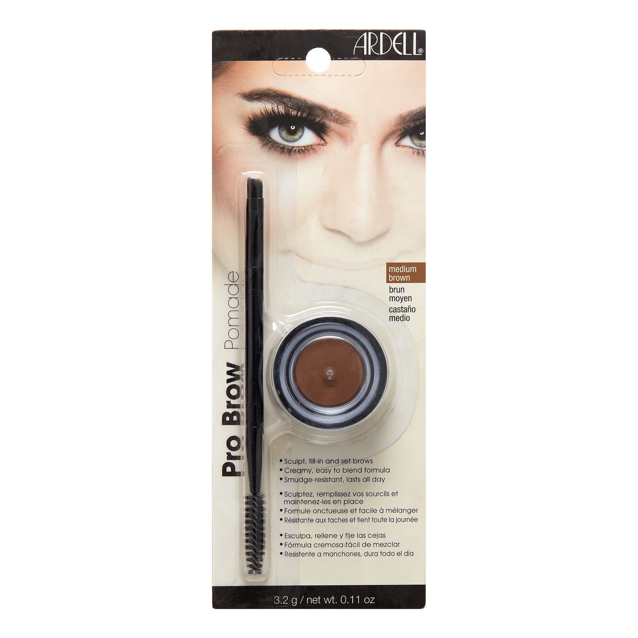 Andrea Brow Pomade With Brush, Medium Brown, 1 Oz - Walmart.com