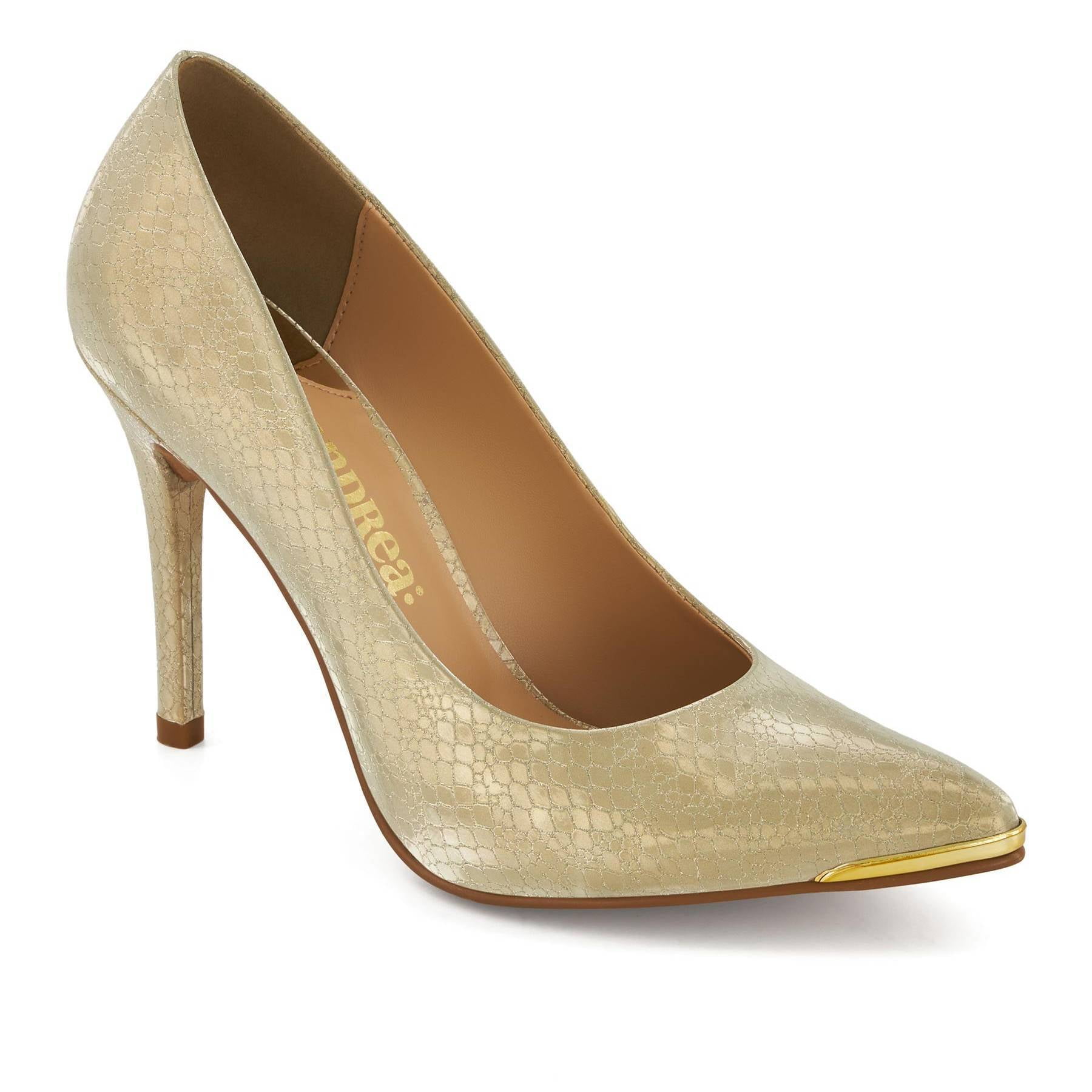 Andrea Classic High Heels With Metallic Gold Detail 74219 - Walmart.com