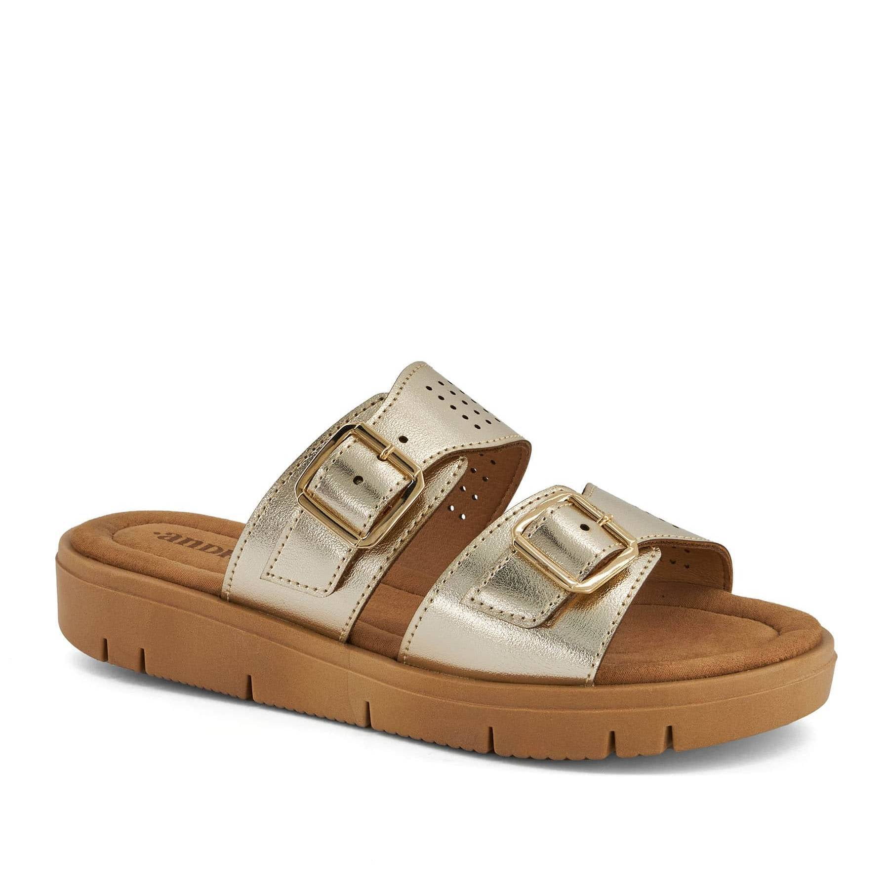 Andrea Comfort Footbed Double Buckle Sandals 70580 - Walmart.com