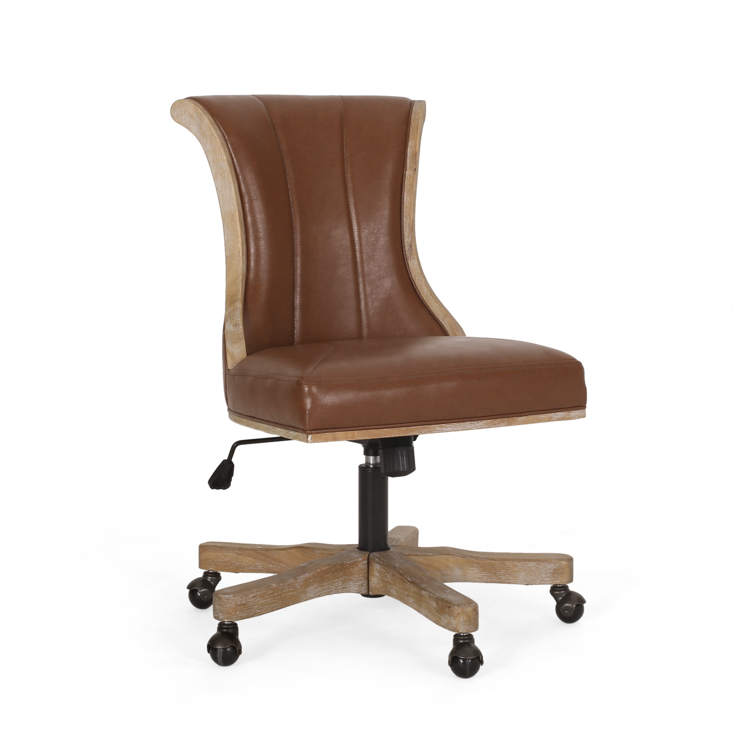 Andrea Modern Faux Leather Office Chair, Adjustable, Swivel, Cognac ...