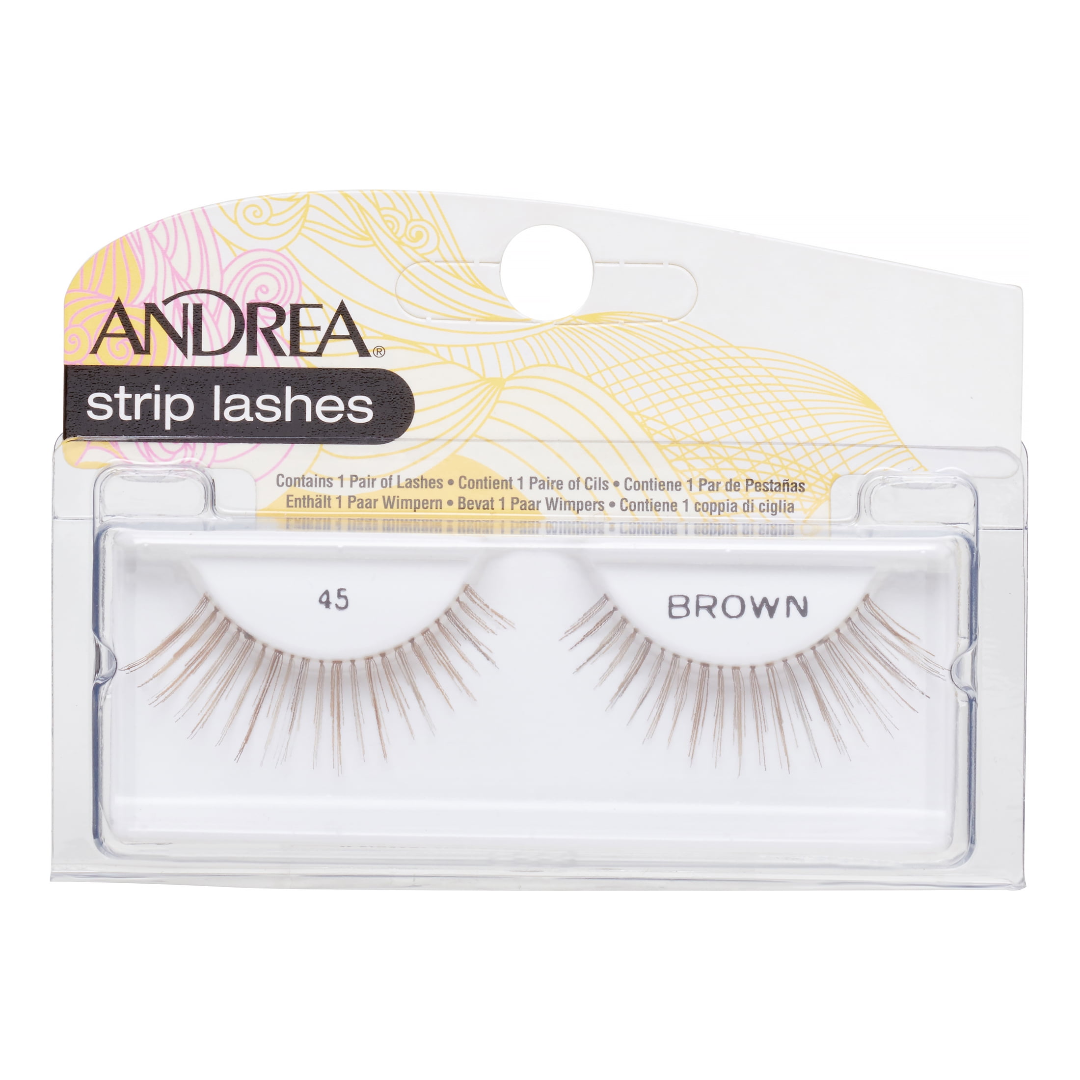 Andrea False Eyelashes, Style 45, Brown Striplash - Walmart.com