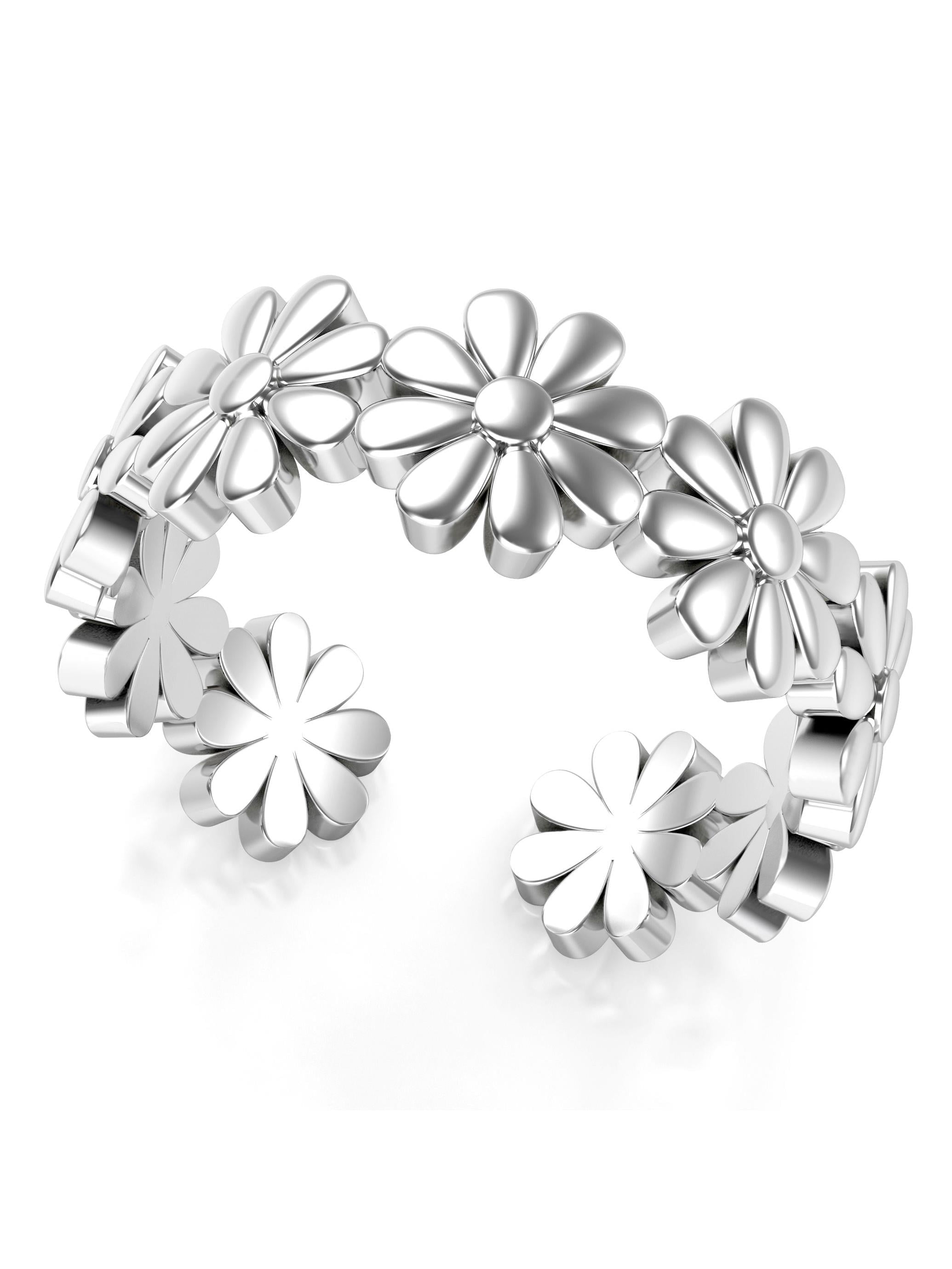 Andrea Jewelers Adjustable Daisy Flower Toe Ring, Solid Sterling Silver ...