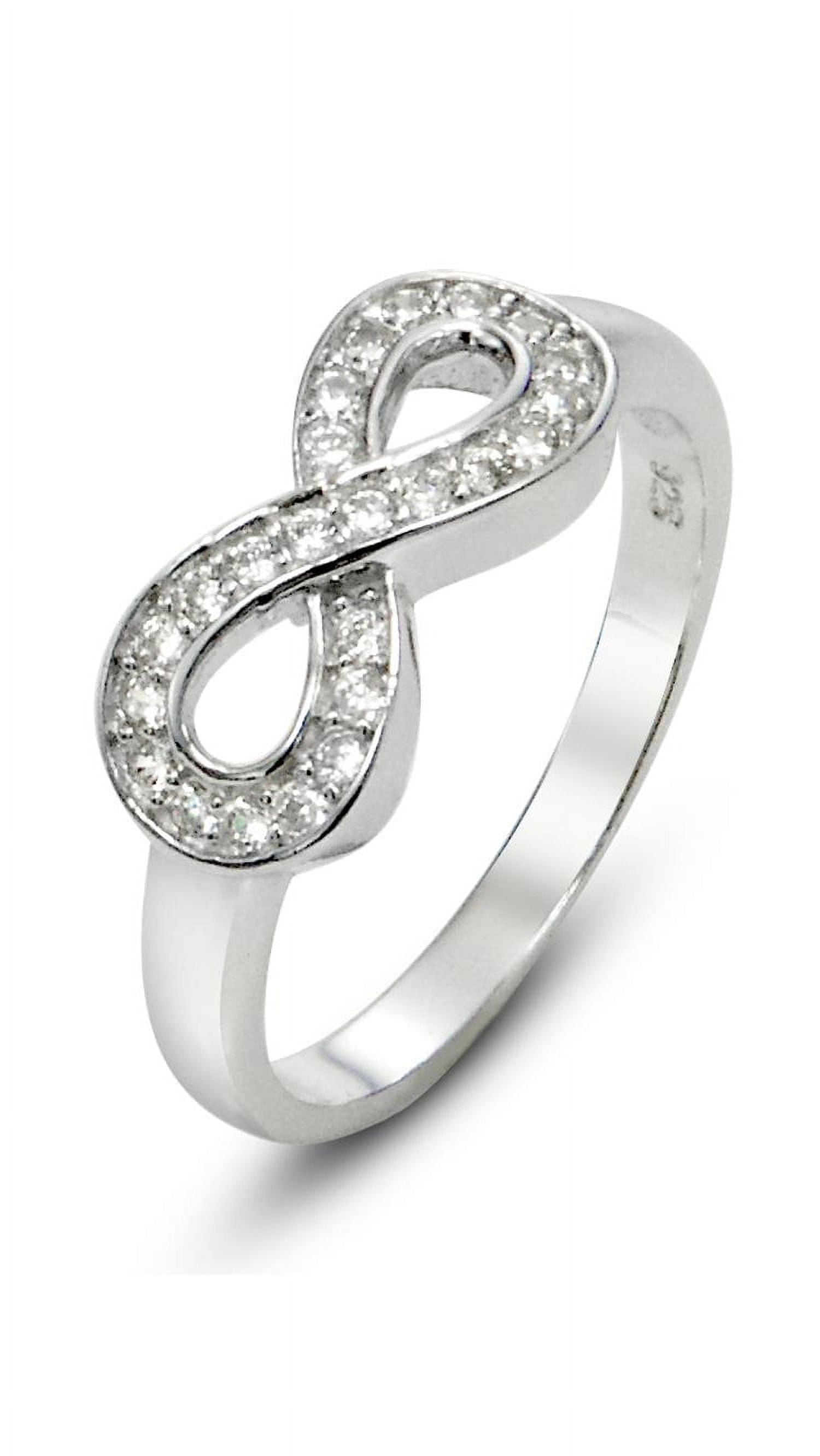 Andrea Jewelers Sz 11 Sterling Silver Cubic Zirconia Infinity Symbol CZ Wedding Band Ring ...