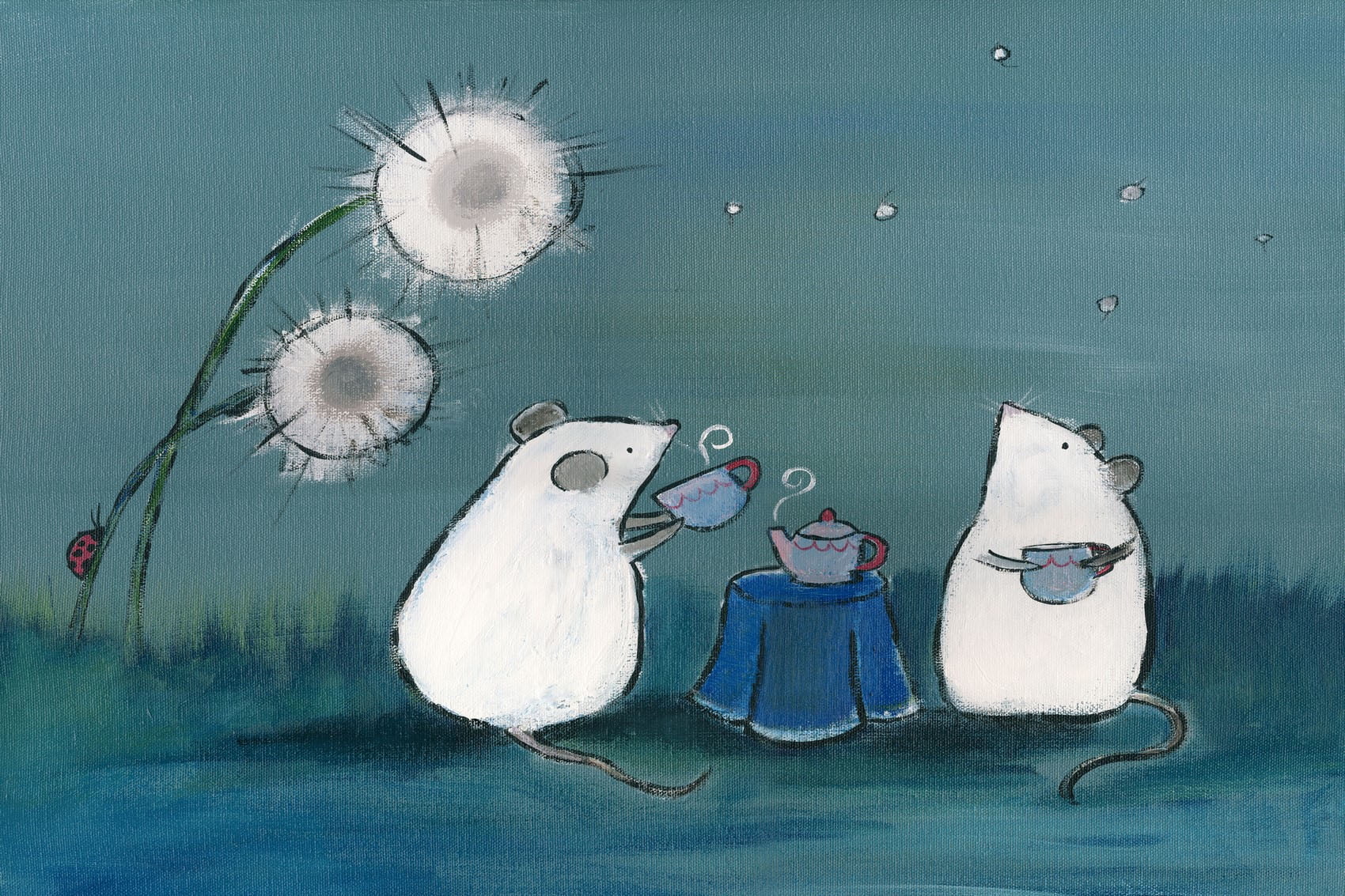 Free Shipping! MARM7814 Andrea Mouse Tea Party Canvas Print on Wrapped ...