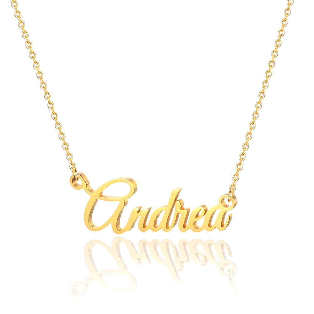 Andrea Name Necklace Personalized, Gold Plated Custom Name Necklace ...