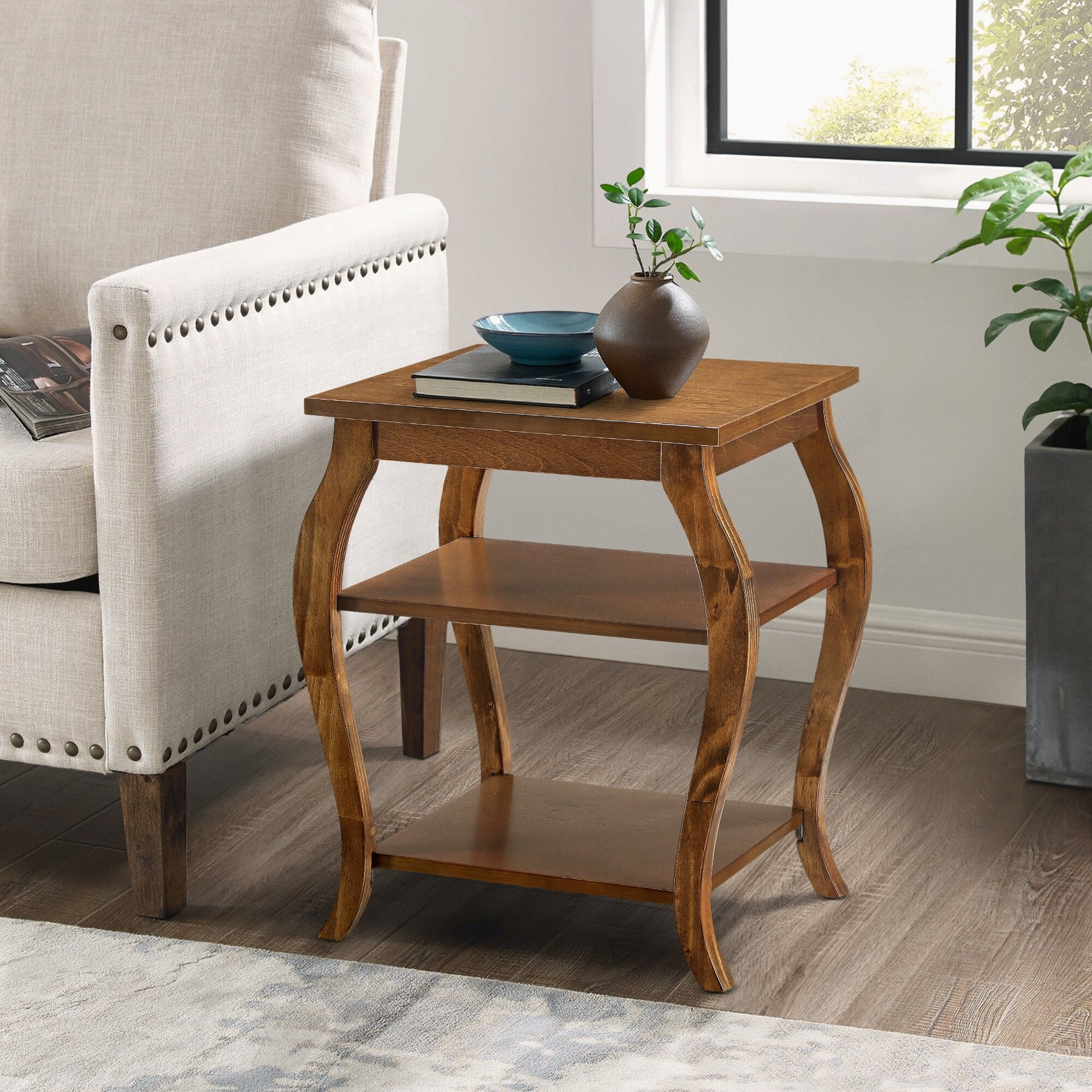 Andreas 2-shelf End Table Walnut - Walmart.com