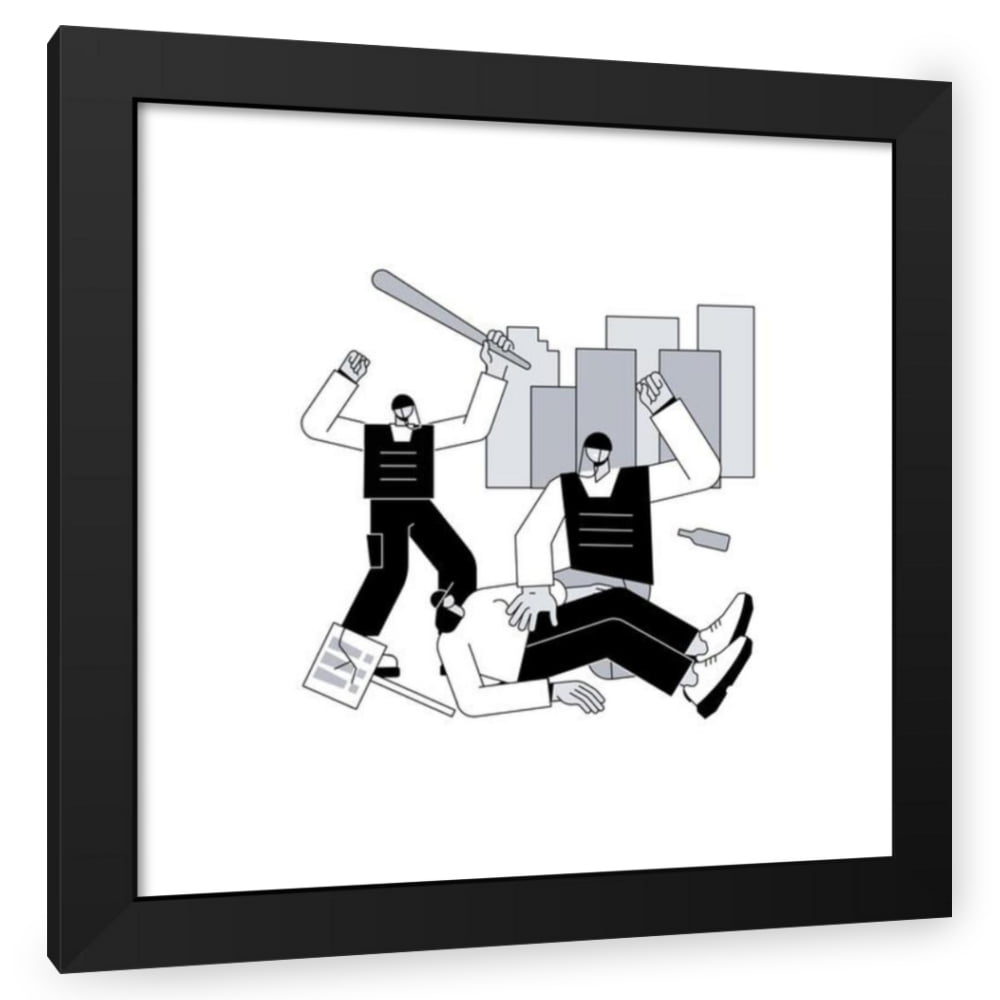Andrei Krauchuk 16x16 Black Modern Wood Framed Wall Art Titled Police