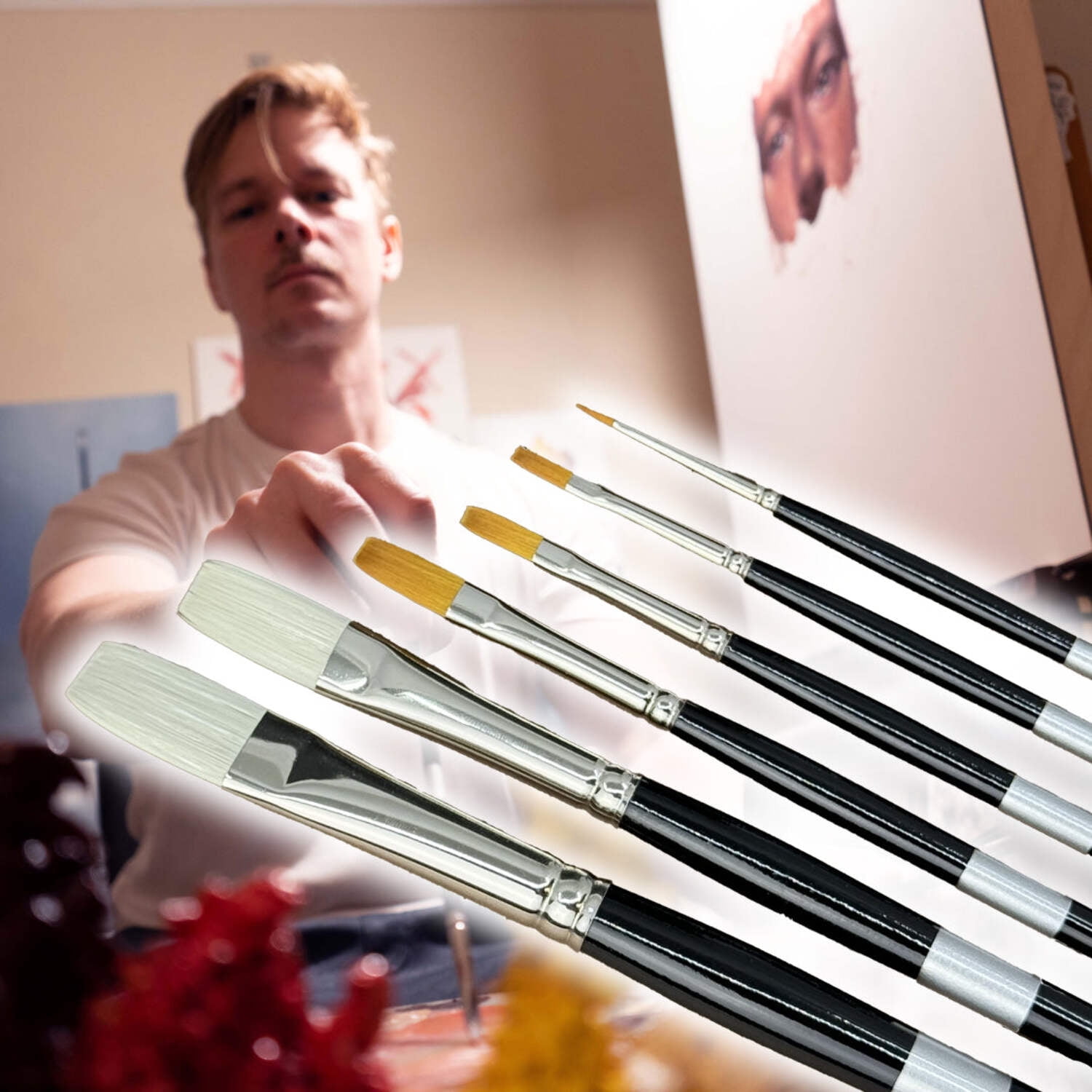 Andrew Cadima 6-Piece Trekell Artist Brush Set For Oil Acrylic Painting ...