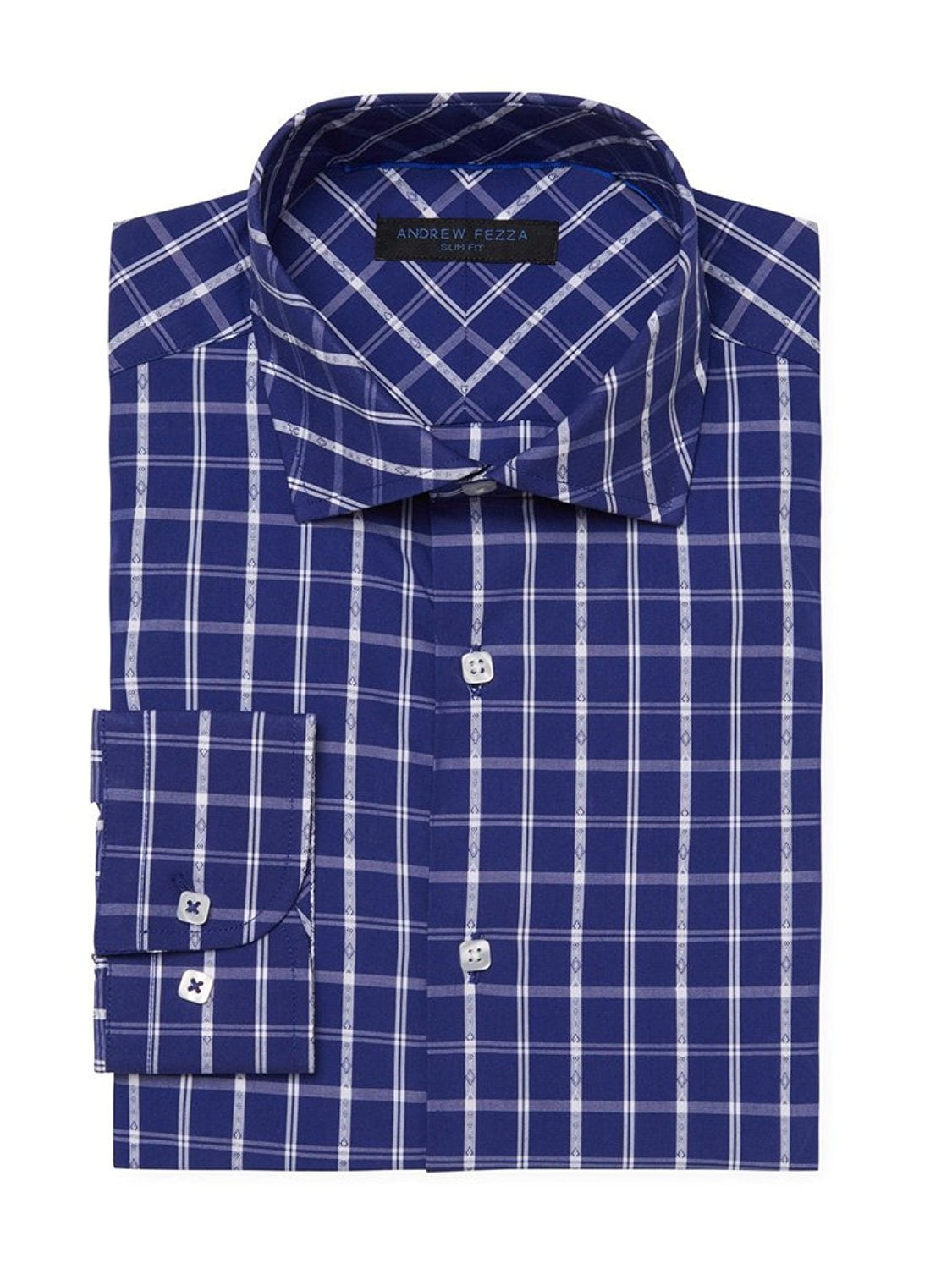 Andrew Fezza Men's 70063 Slim Fit Comfort Flex Collar Dress Shirt - 15 ...