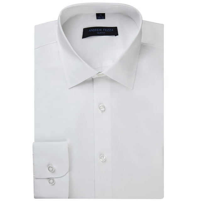 Andrew Fezza Men's Slim Fit Long Sleeve Solid Cotton Dress Shirt ...