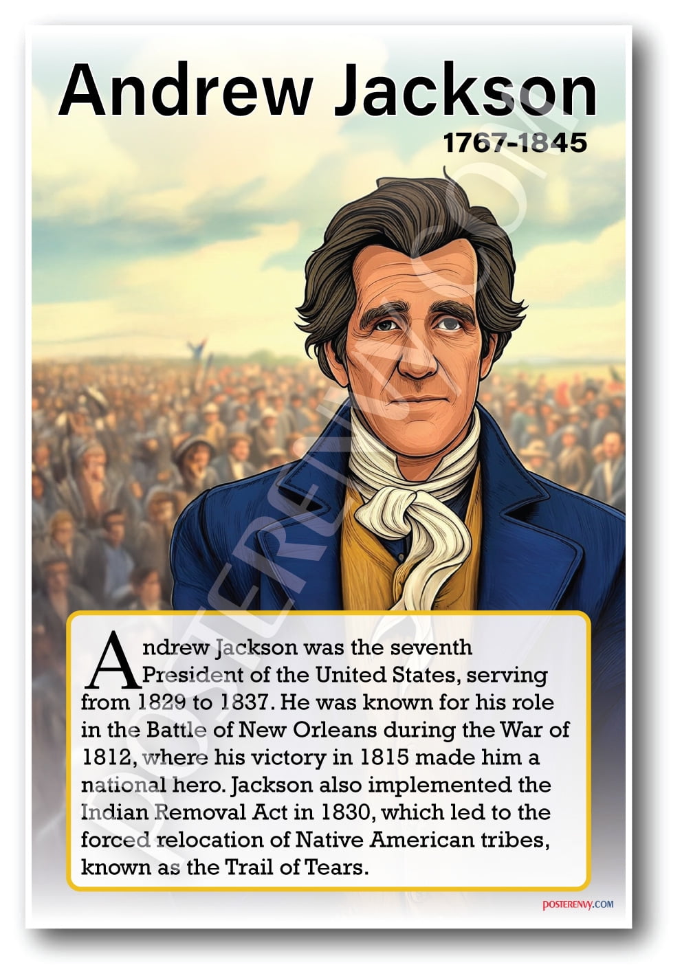 Andrew Jackson - 7th U.S. President - Biography Poster 18 x 12 inch ...
