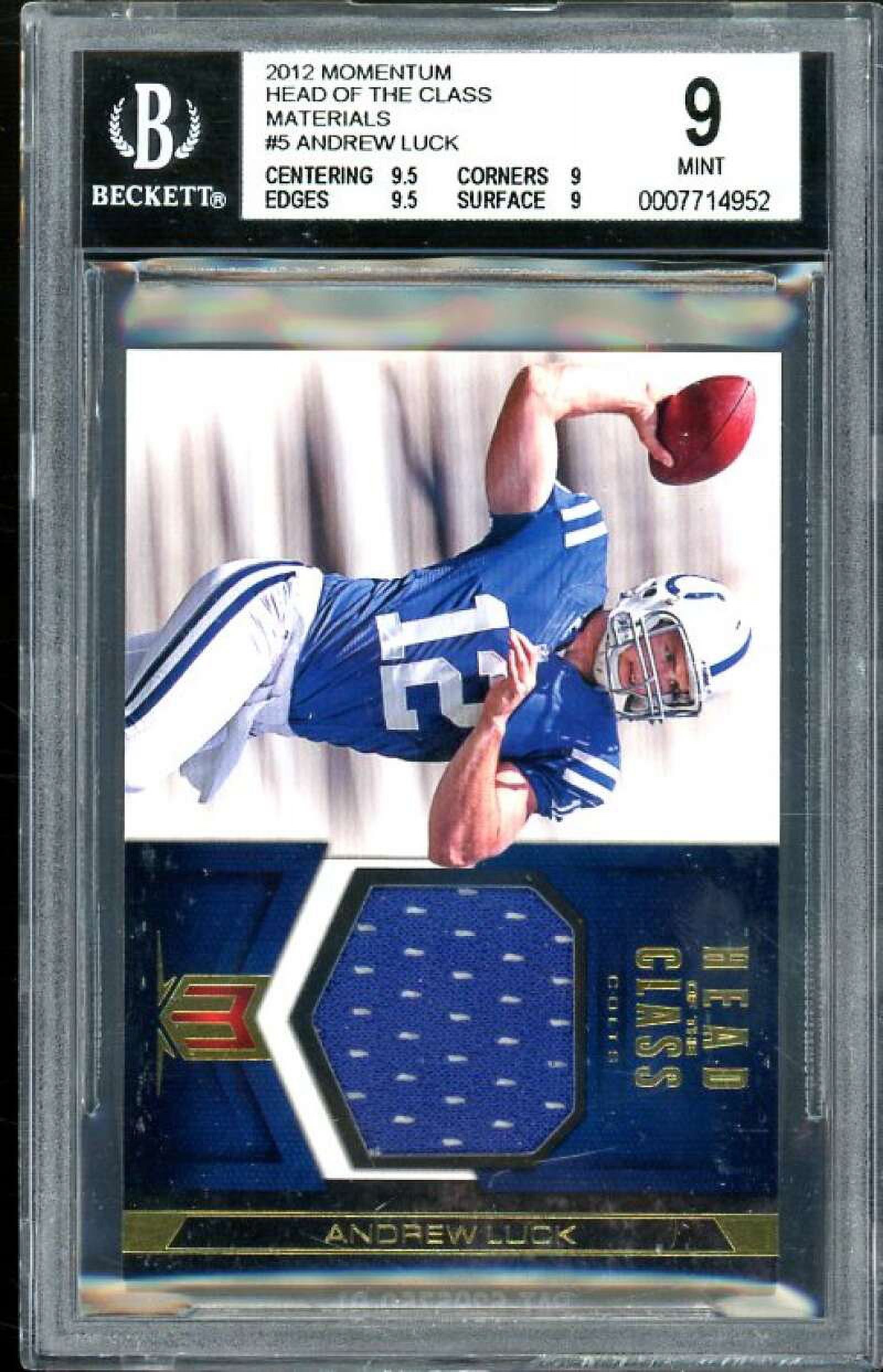 Andrew Luck Rookie Card 2012 Momentum Head Of Class Materials #5 BGS 9 ...