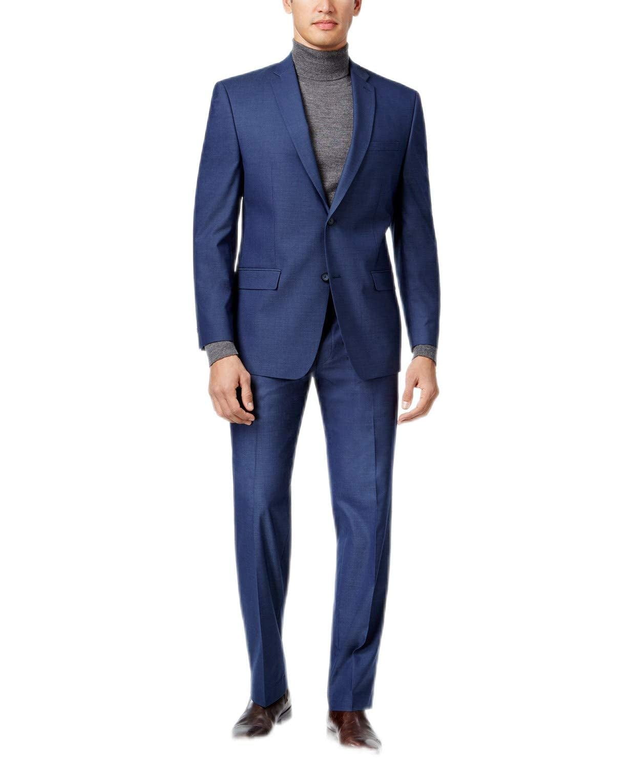 Andrew Marc Men's Slim Fit Two Button Suit Jacket and Pant Set, Blue ...