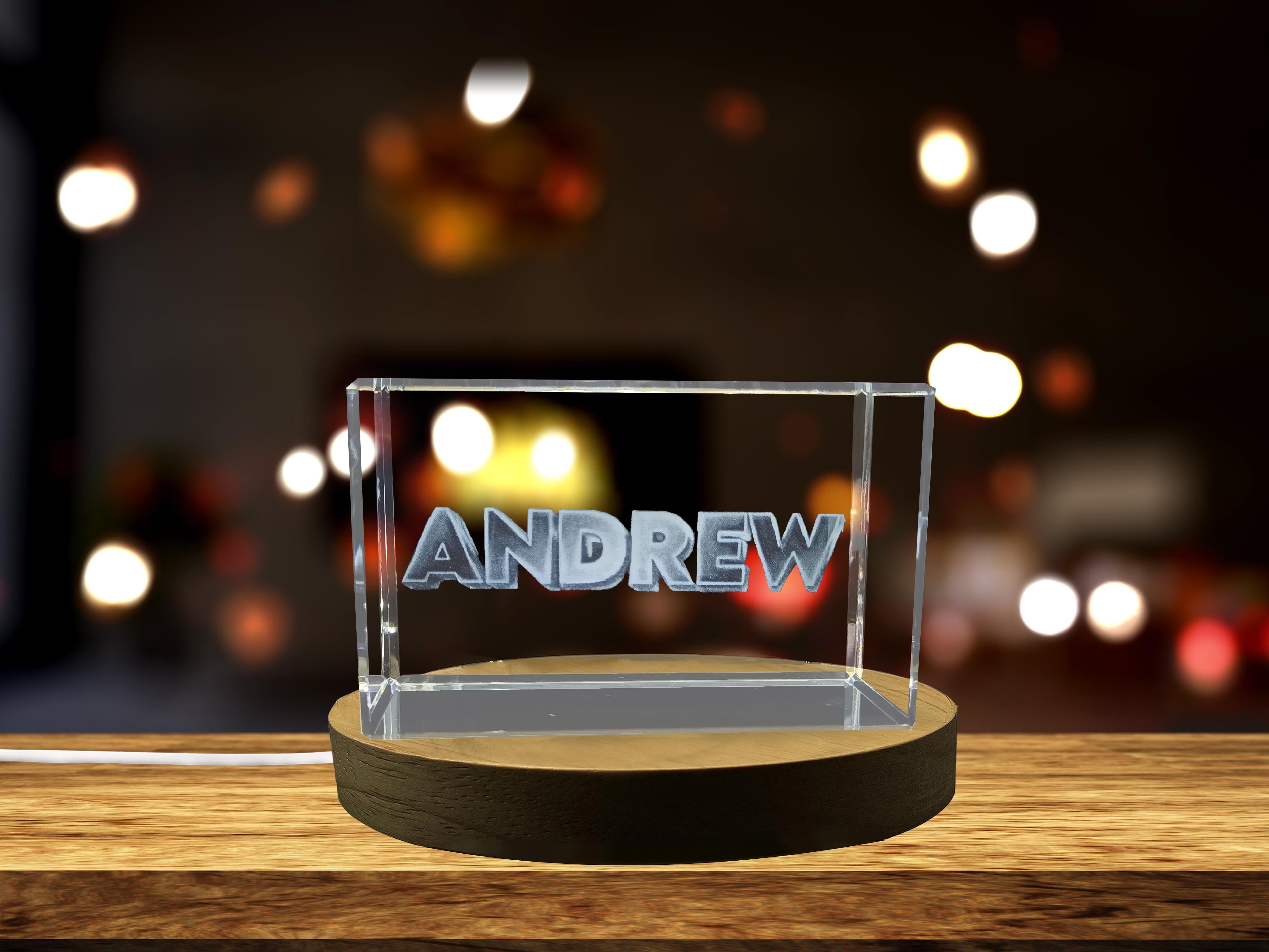 Andrew | Names Art 3D Engraved Crystal - Walmart.com