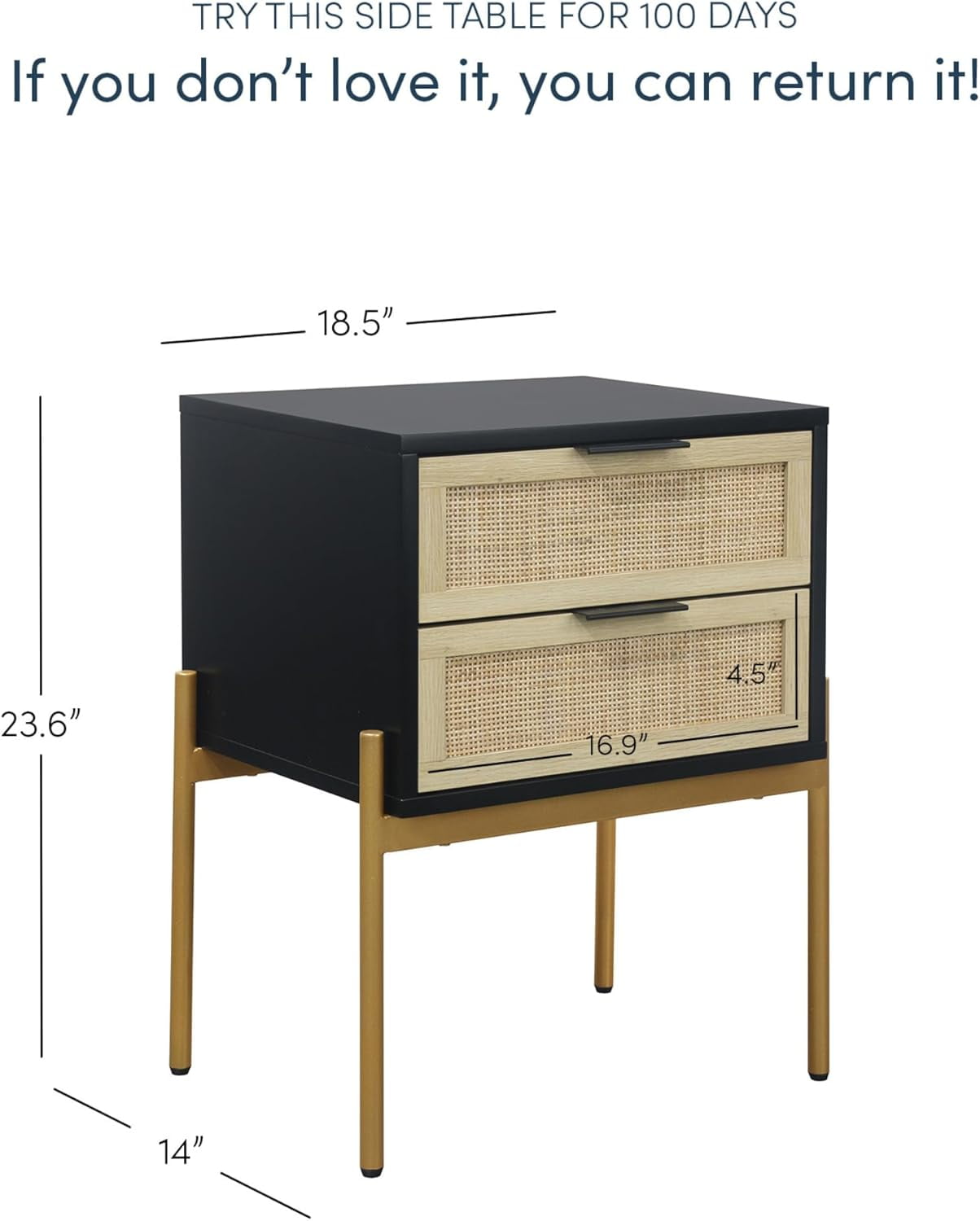 Andrew Nightstand, Accent Bedside End Side Table with Storage Drawer ...