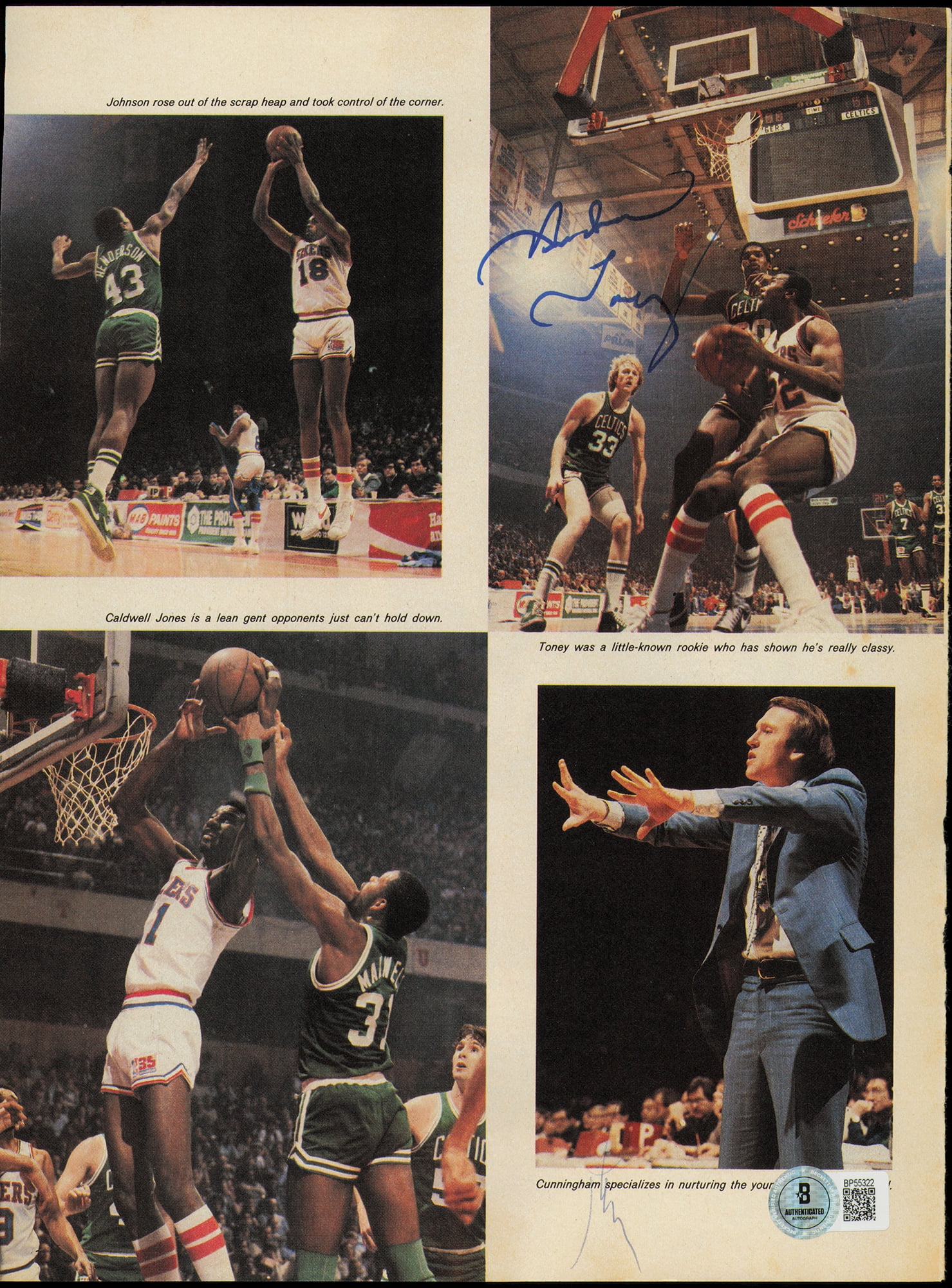 Andrew Tony & Billy Cunningham Autographed 7x11 Magazine Page Photo ...