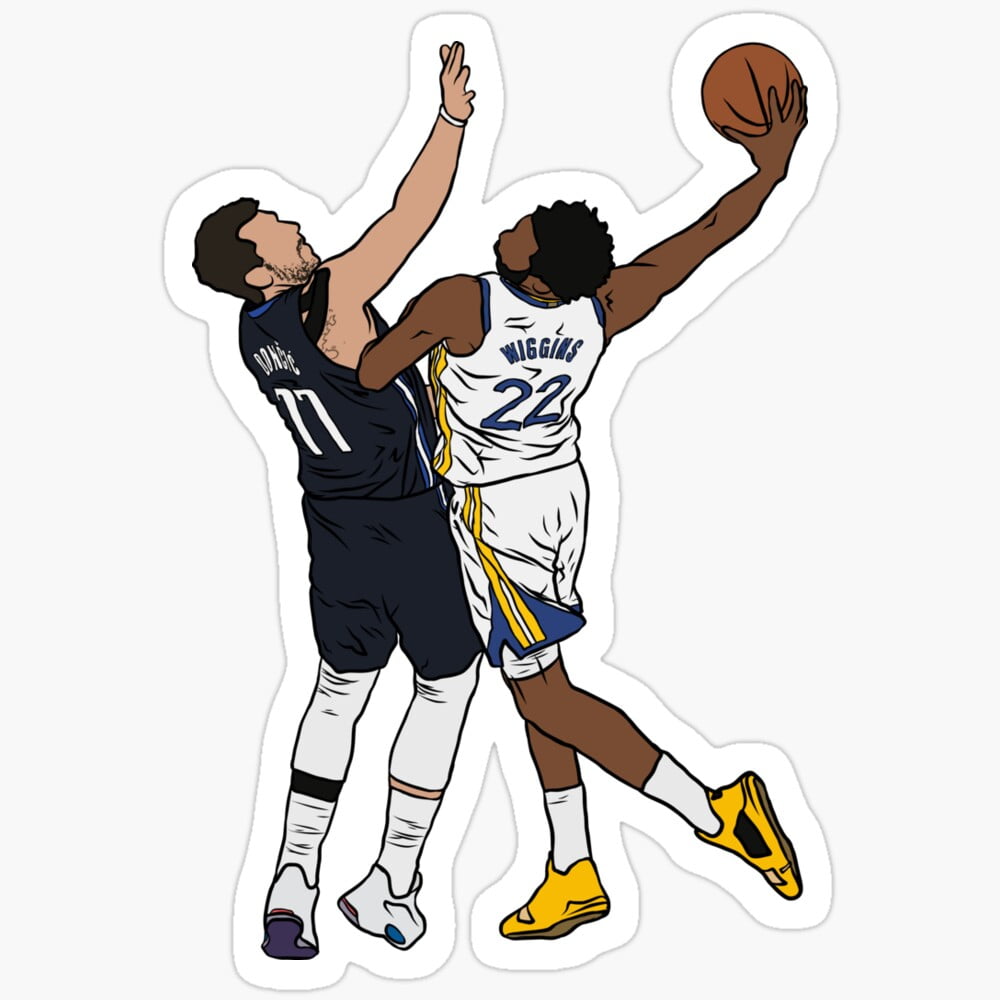 Andrew Wiggins Dunks On Luka Doncic Sticker Phone Decal Water Bottle ...