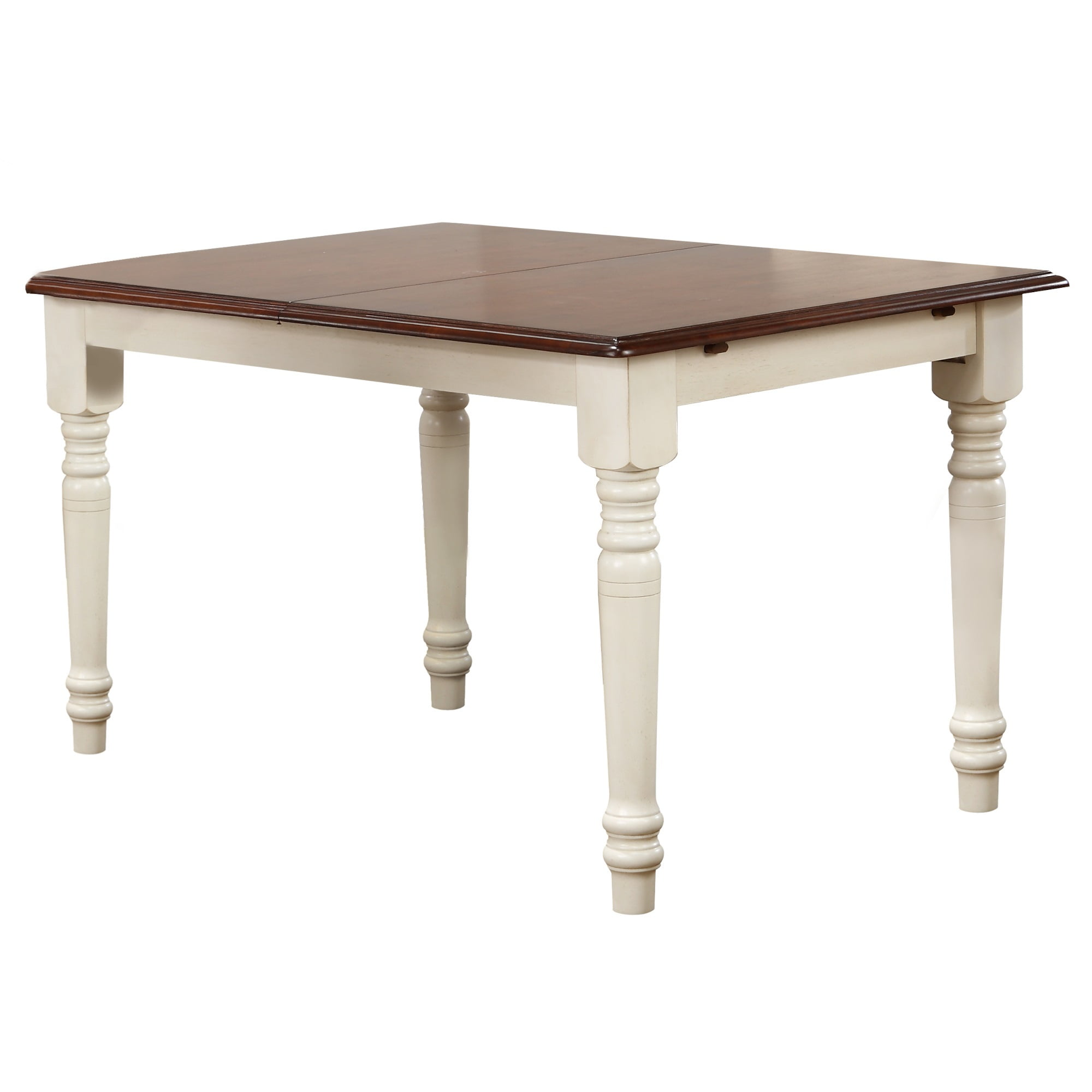 Andrews 48 in. Rectangle Distressed Antique White and Chestnut Brown ...