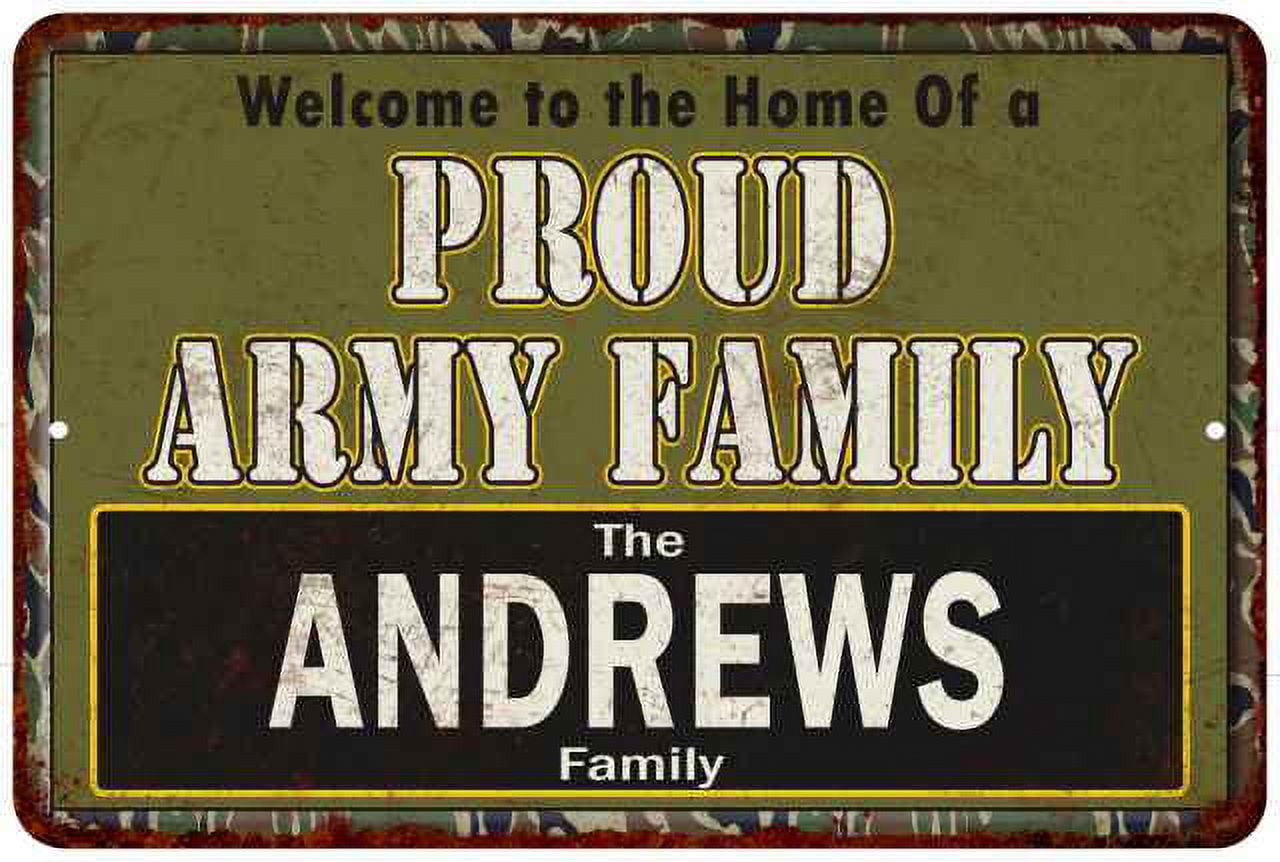 Andrews Proud Army Family Sign Gift 8x12 Metal Sign 108120023206 ...